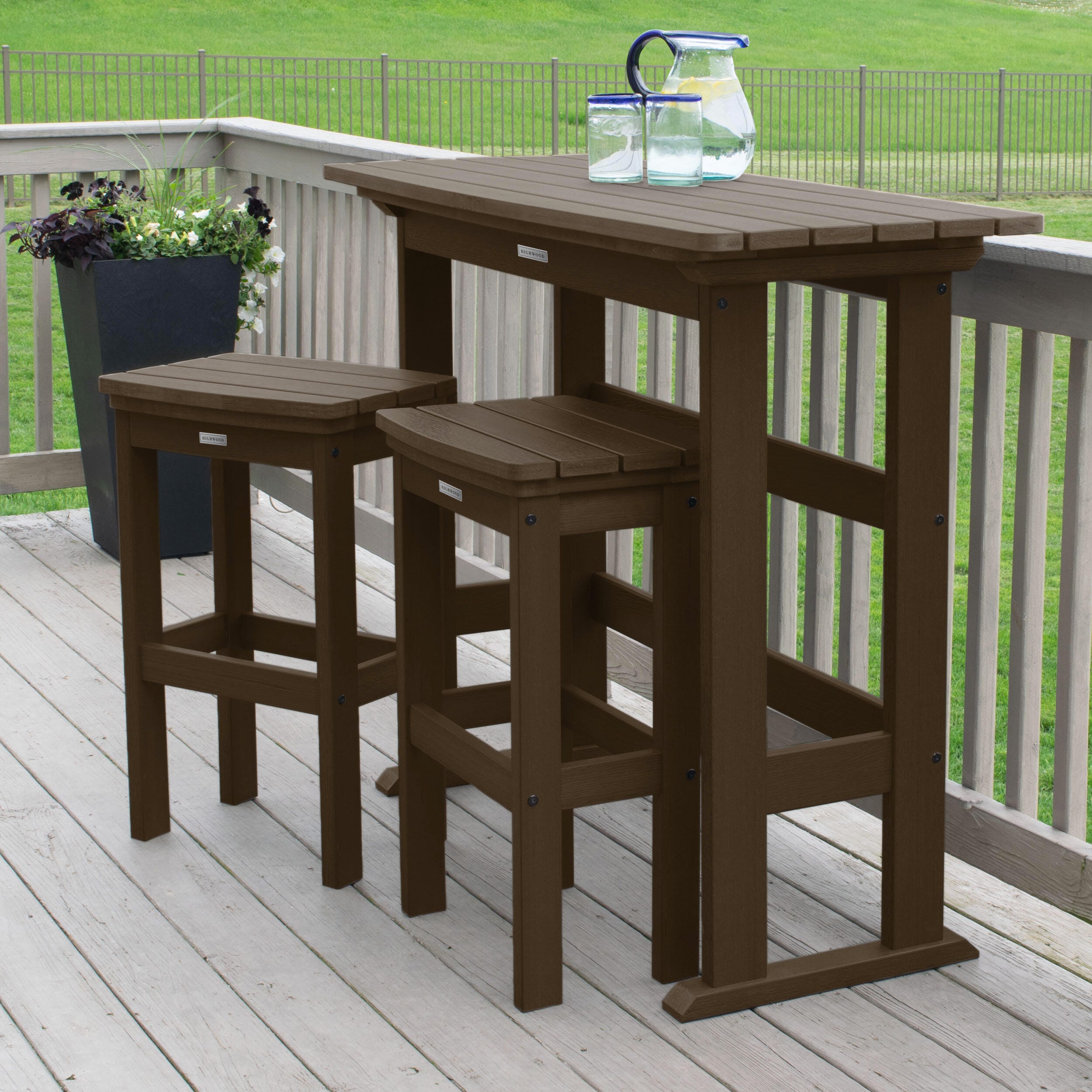 Click here for Highwood Lehigh Outdoor Bar Table and 2 Bar Stools... prices
