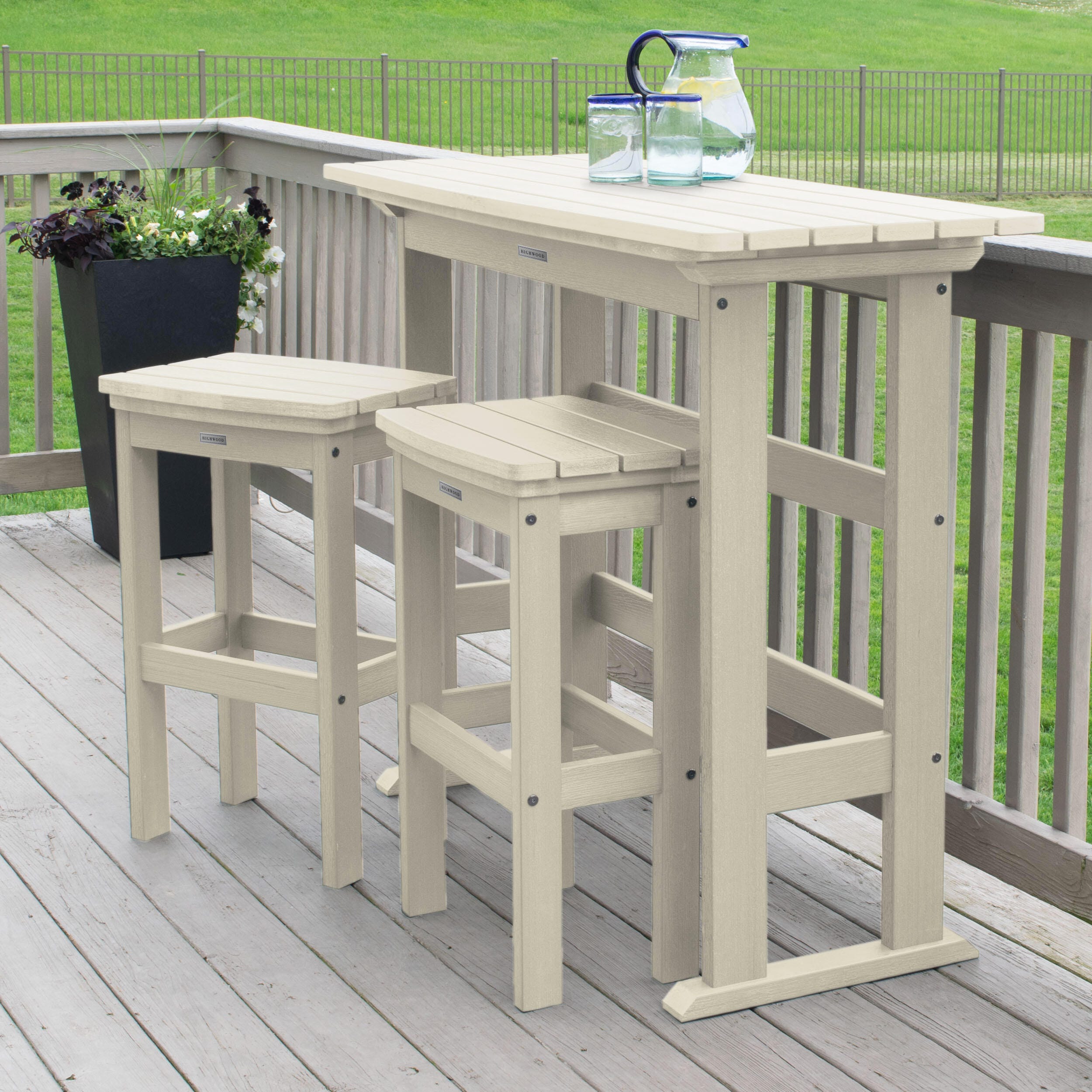 Click here for Highwood Lehigh Outdoor Bar Table and 2 Bar Stools... prices