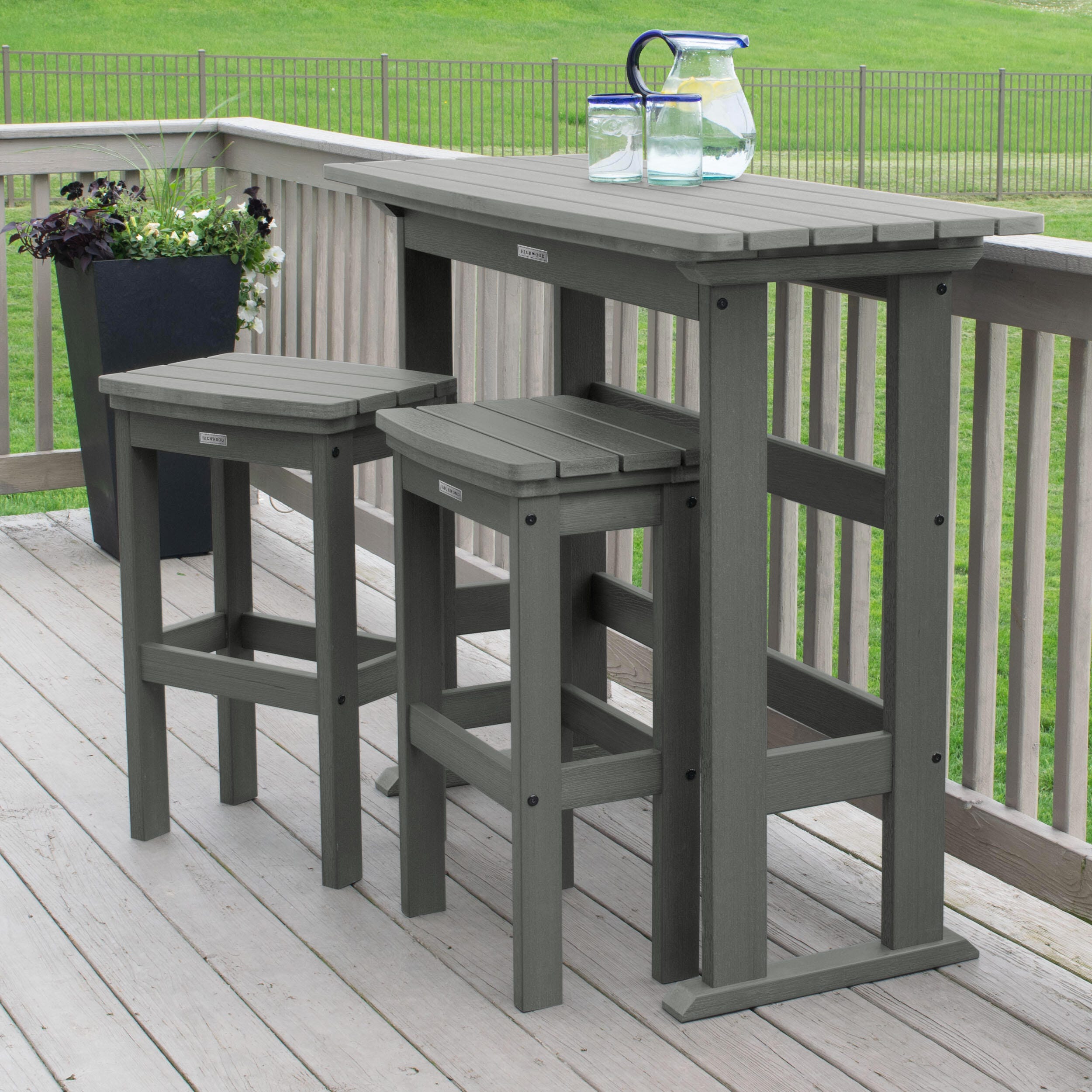 Click here for Highwood Lehigh Outdoor Bar Table and 2 Bar Stools... prices