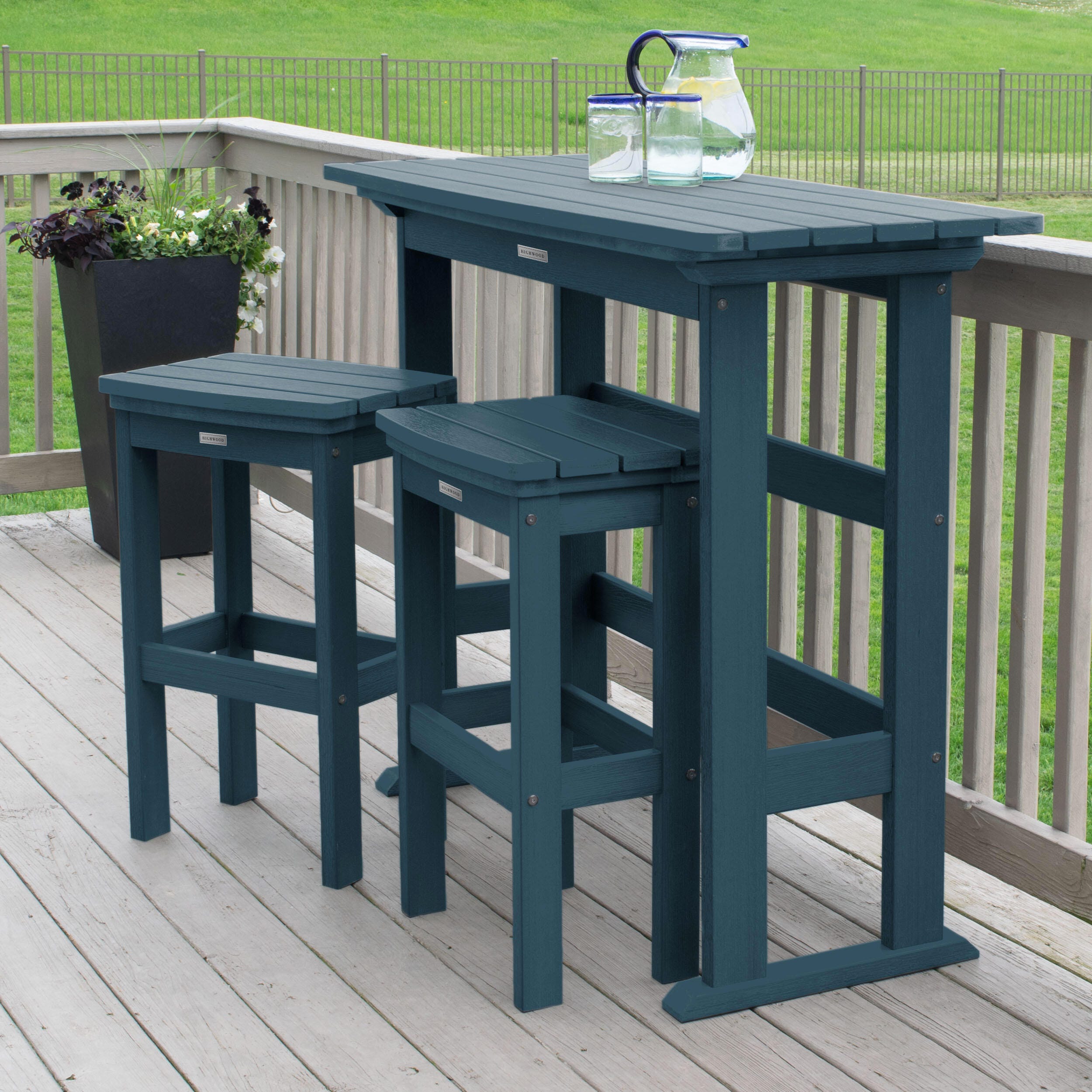 Click here for Highwood Lehigh Outdoor Bar Table and 2 Bar Stools... prices