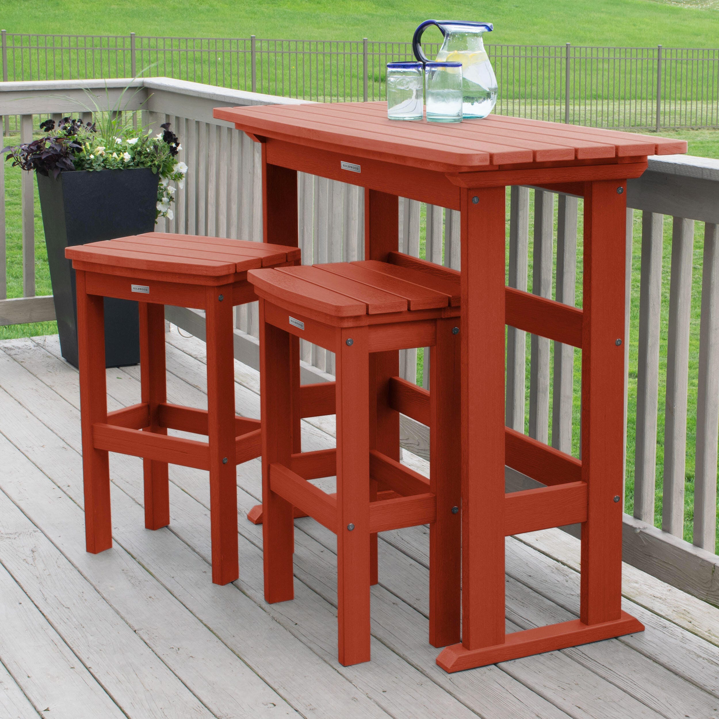Click here for Highwood Lehigh Outdoor Bar Table and 2 Bar Stools... prices