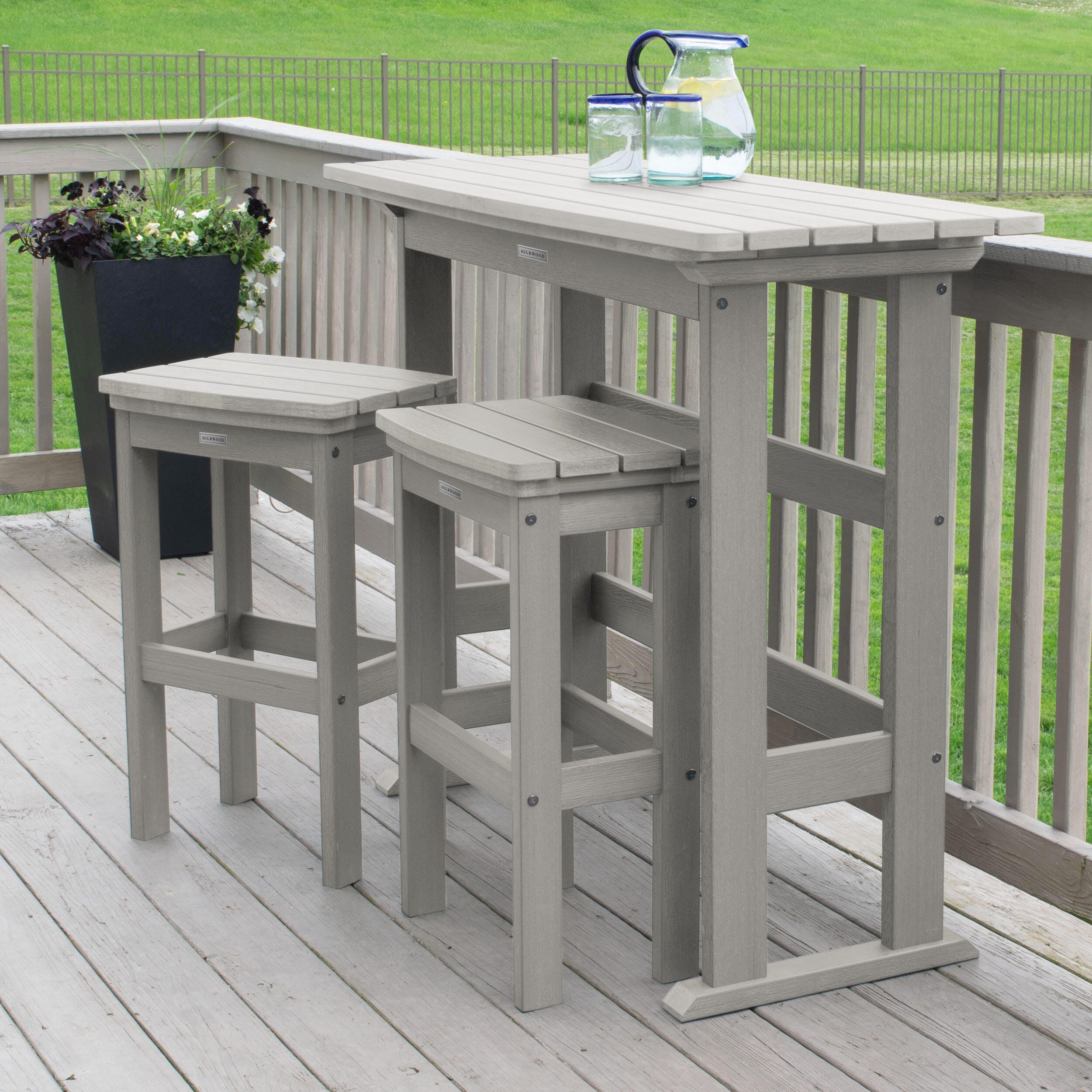 Click here for Highwood Lehigh Outdoor Bar Table and 2 Bar Stools... prices