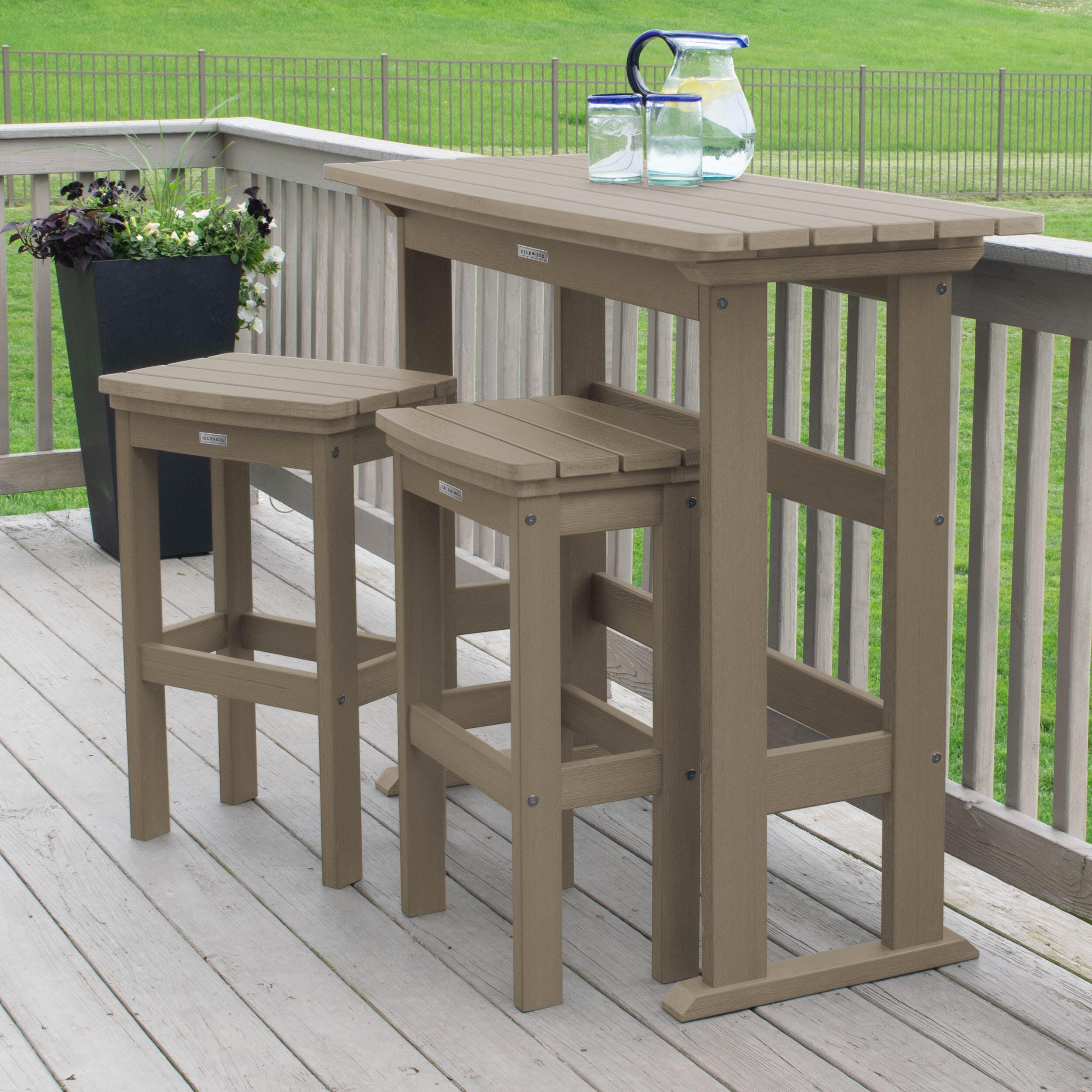 Click here for Highwood Lehigh Outdoor Bar Table and 2 Bar Stools... prices