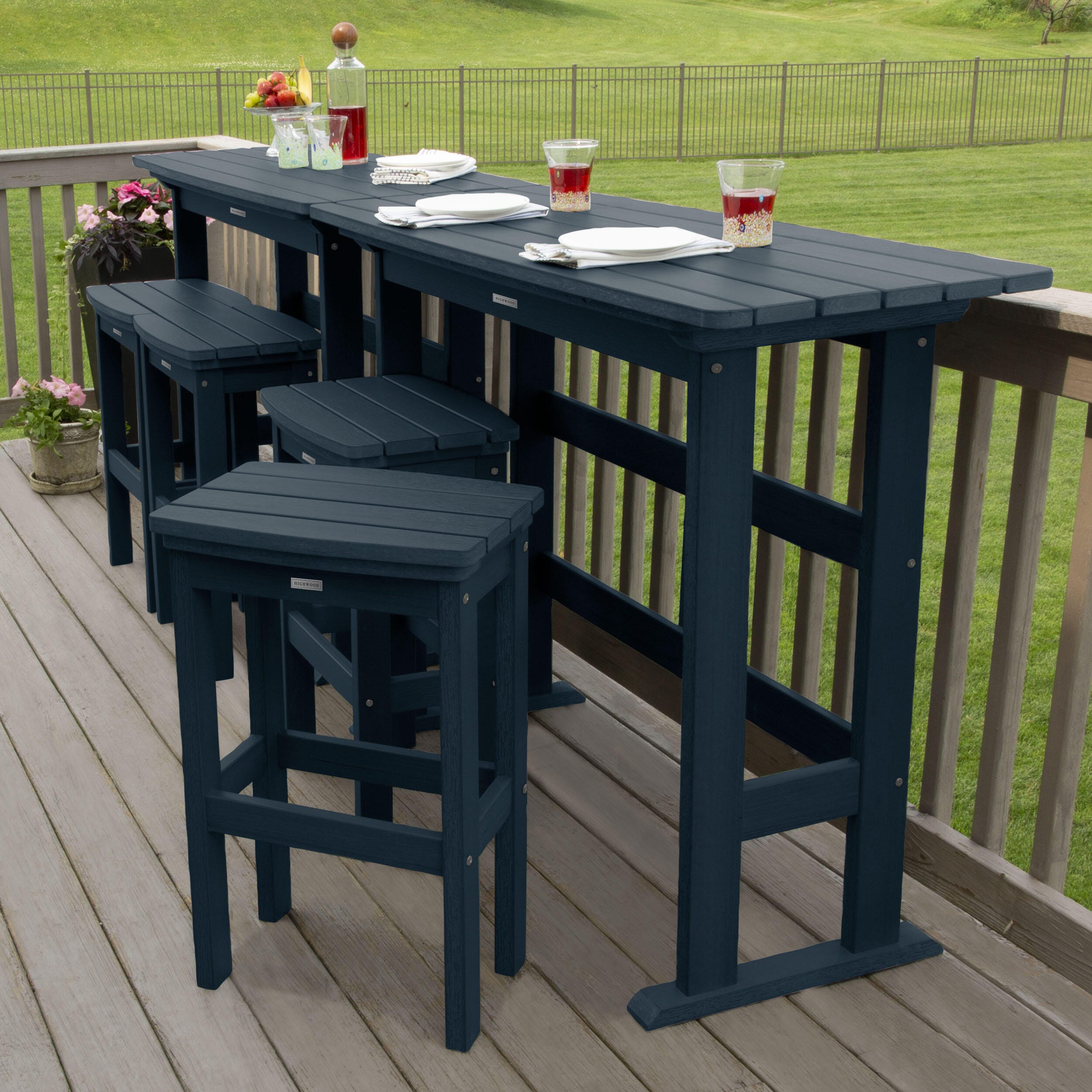 Click here for Highwood Lehigh Outdoor Bar Table and 4 Bar Stools... prices