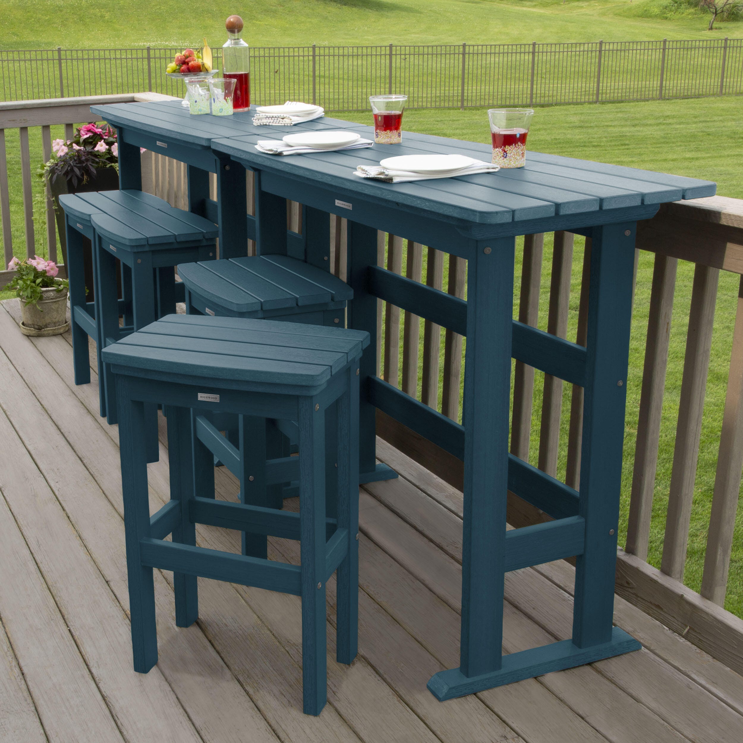 Click here for Highwood Lehigh Outdoor Bar Table and 4 Bar Stools... prices