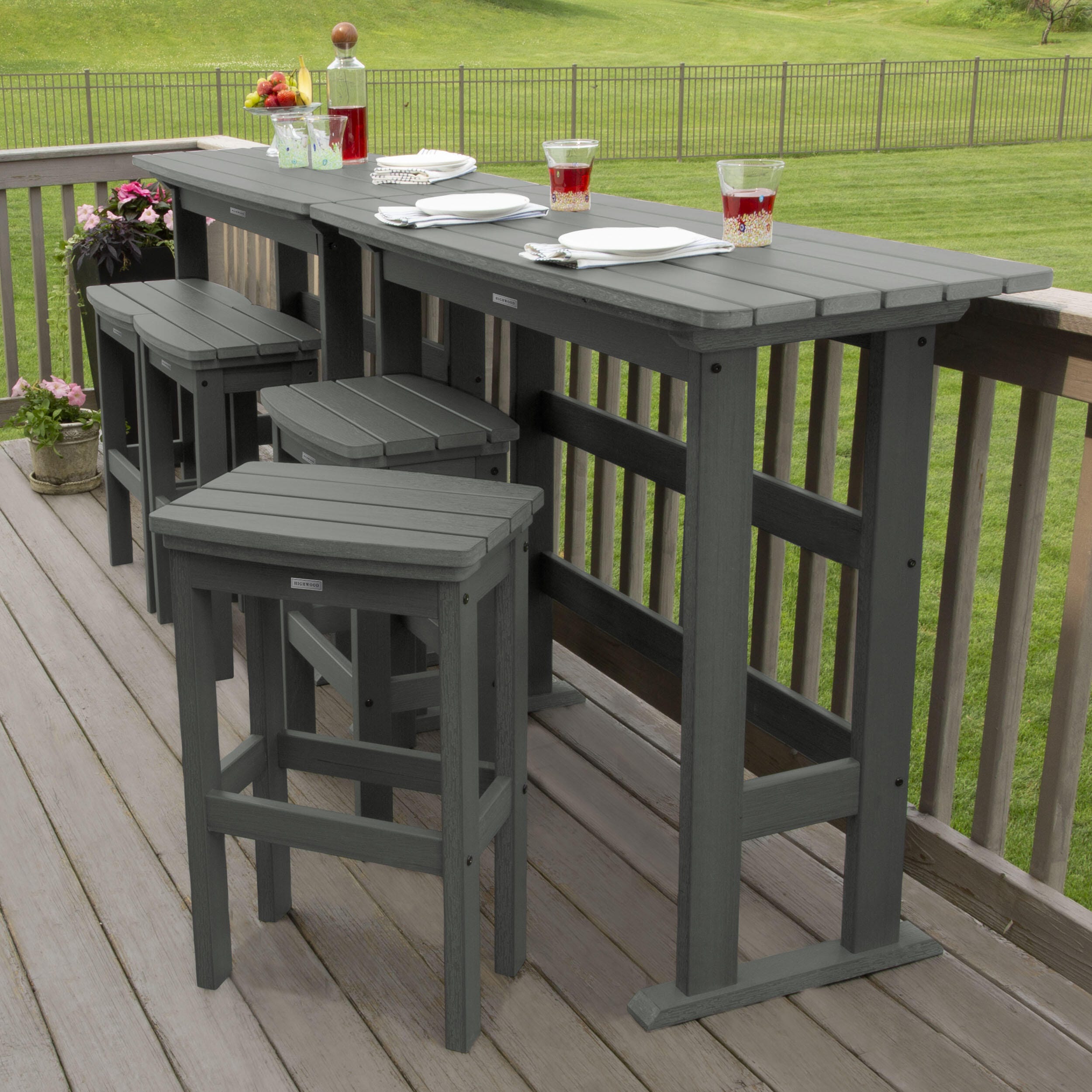 Click here for Highwood Lehigh Outdoor Bar Table and 4 Bar Stools... prices