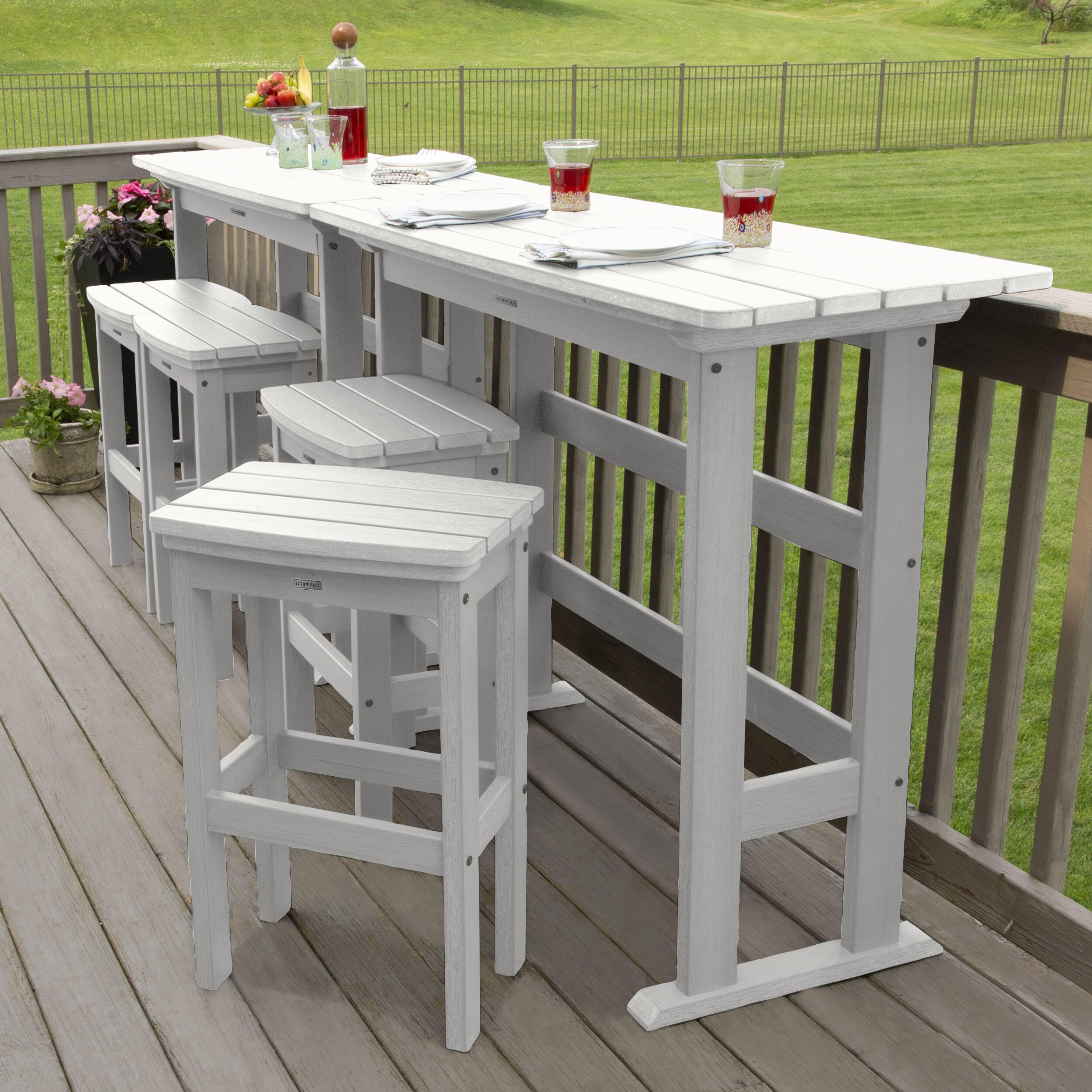Click here for Highwood Lehigh Outdoor Bar Table and 4 Bar Stool4... prices