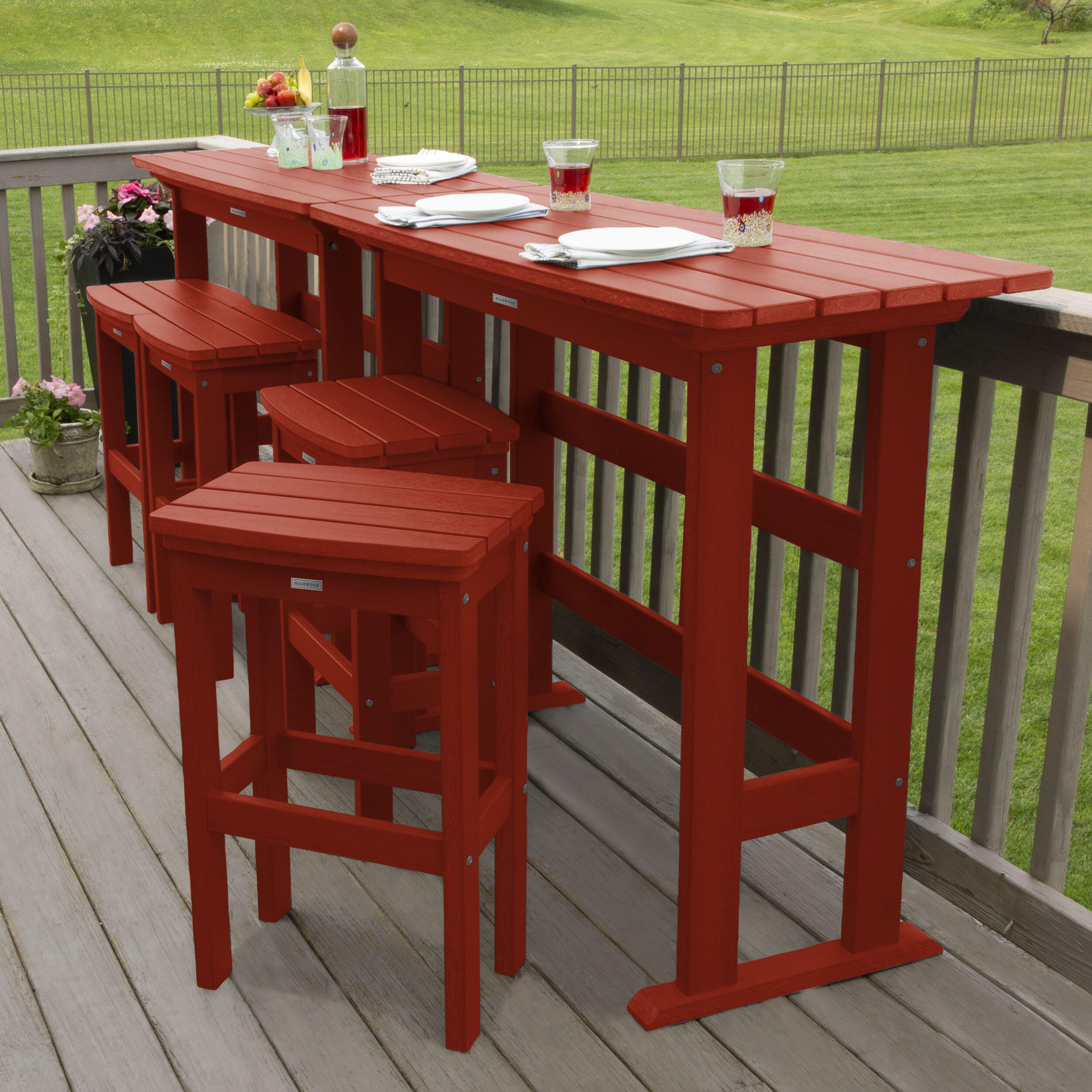 Click here for Highwood Lehigh Outdoor Bar Table and 4 Bar Stools... prices