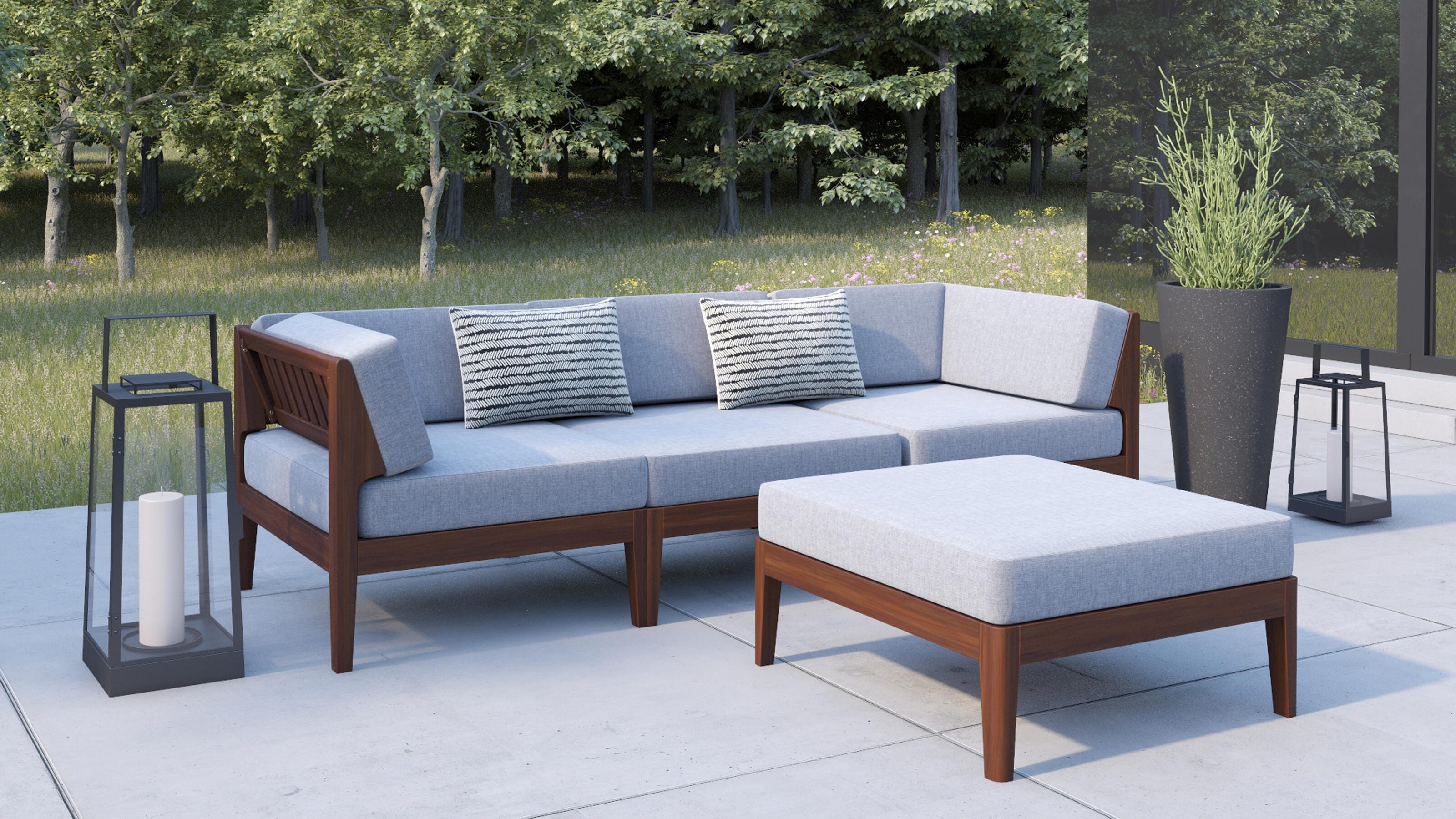 Click here for Linon Parker 4-Piece Outdoor Sectional Set  Walnut prices