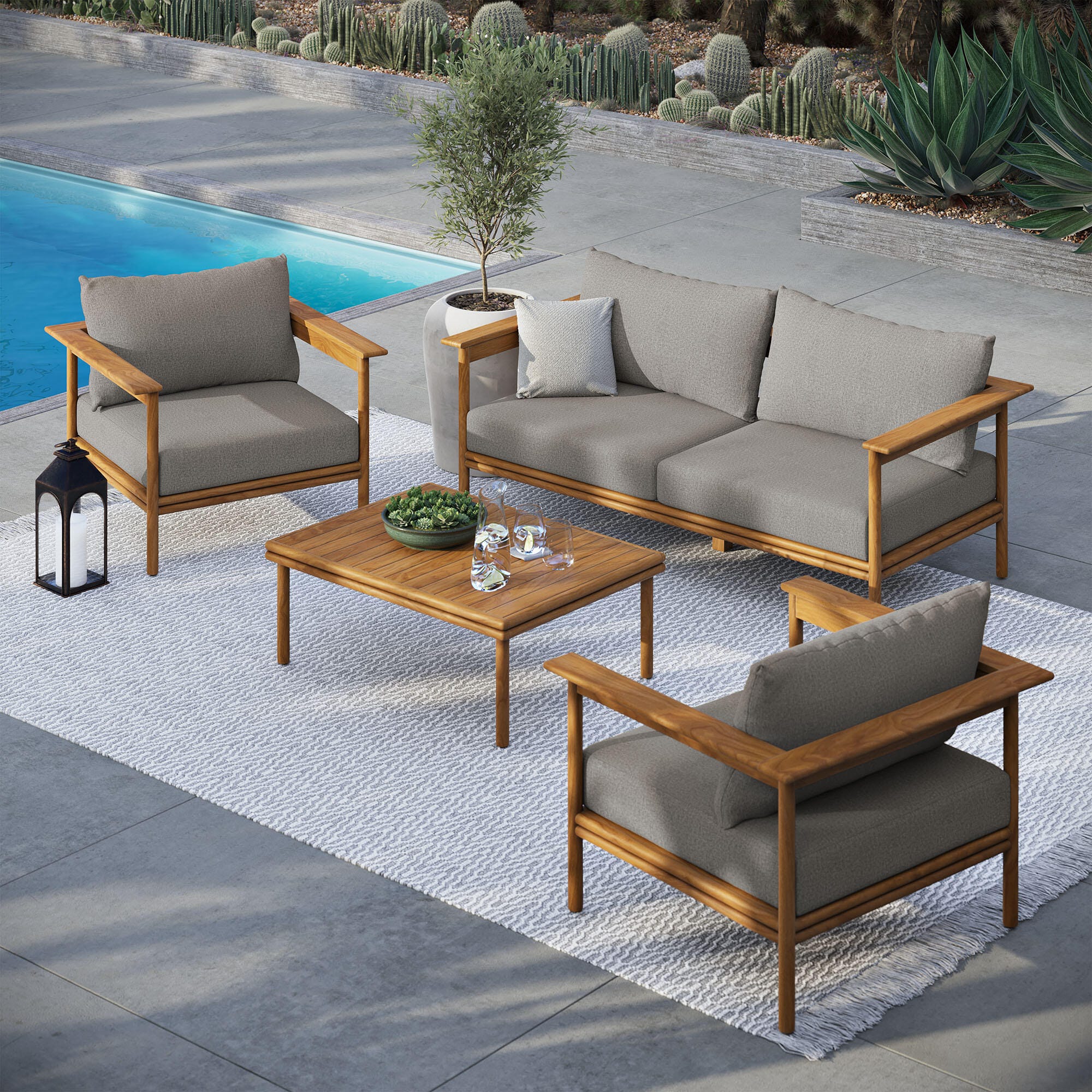 Click here for Modway Wren Outdoor Loveseat and 2 Chairs with Cof... prices