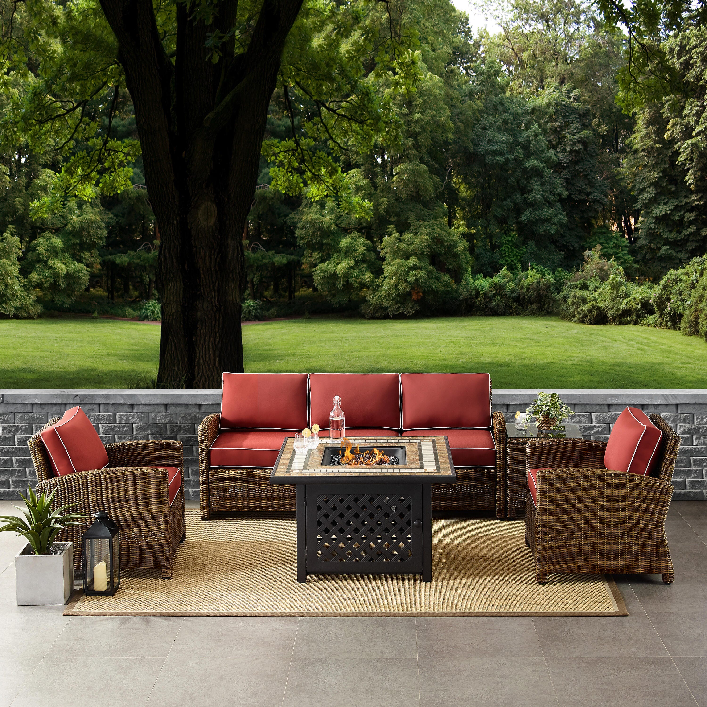 Click here for Bradenton 5Pc Outdoor Wicker Sofa Set W/Fire Table... prices