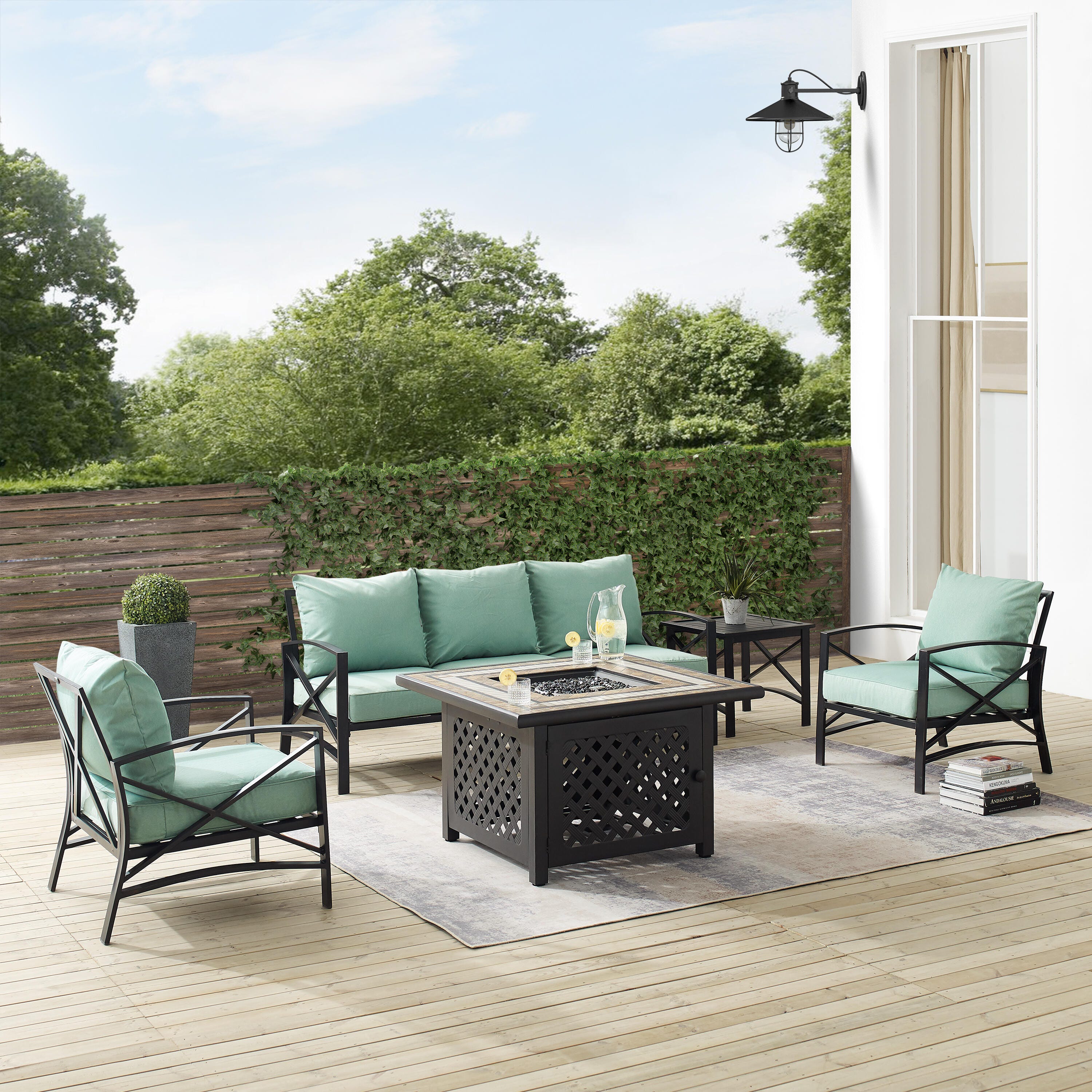 Click here for Kaplan 5Pc Outdoor Metal Sofa Set W/Fire Table  Mi... prices