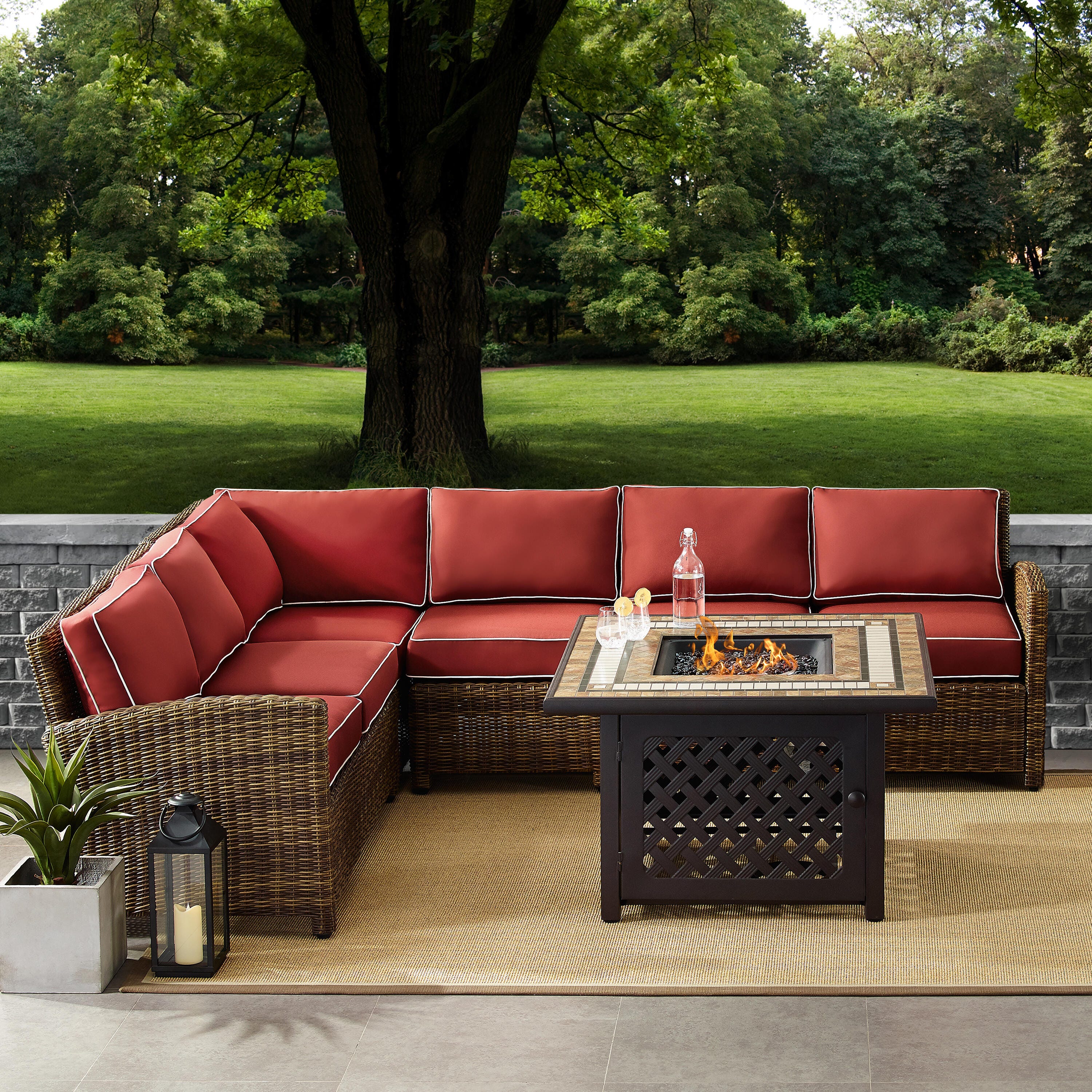 Click here for Bradenton 5 Piece Outdoor Sectional Set with Fire... prices