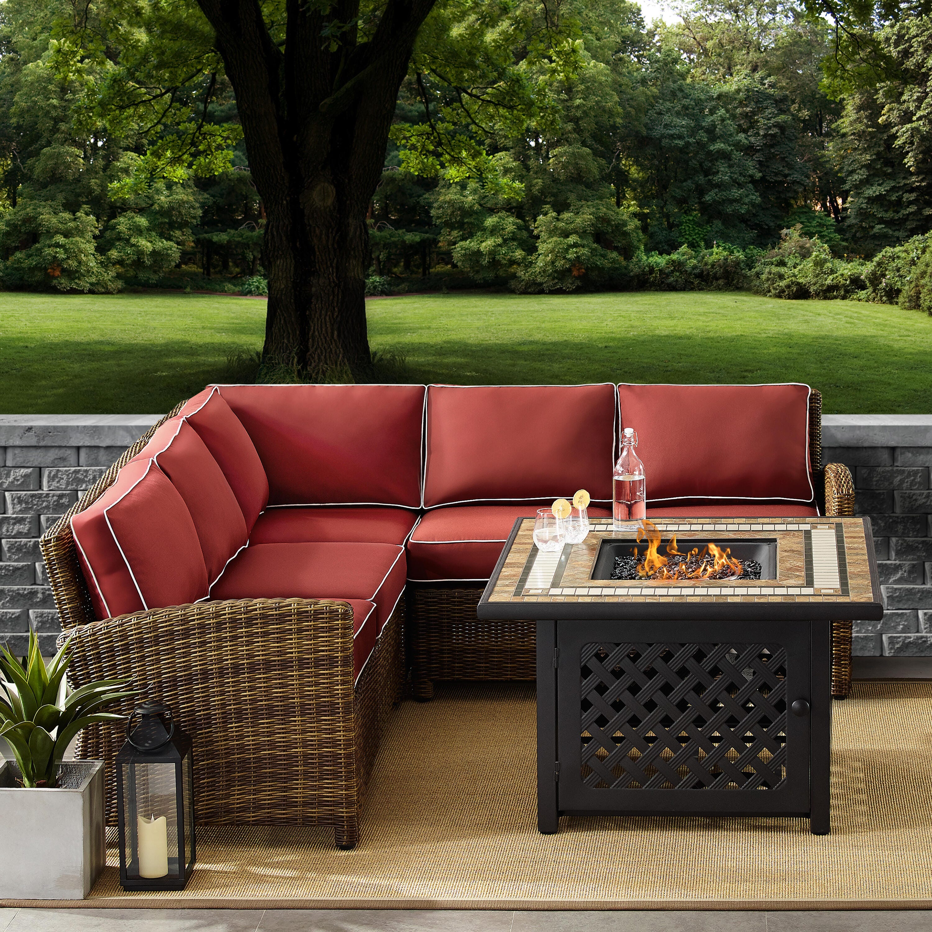 Click here for Bradenton 4 Piece Outdoor Sectional Set with Fire... prices
