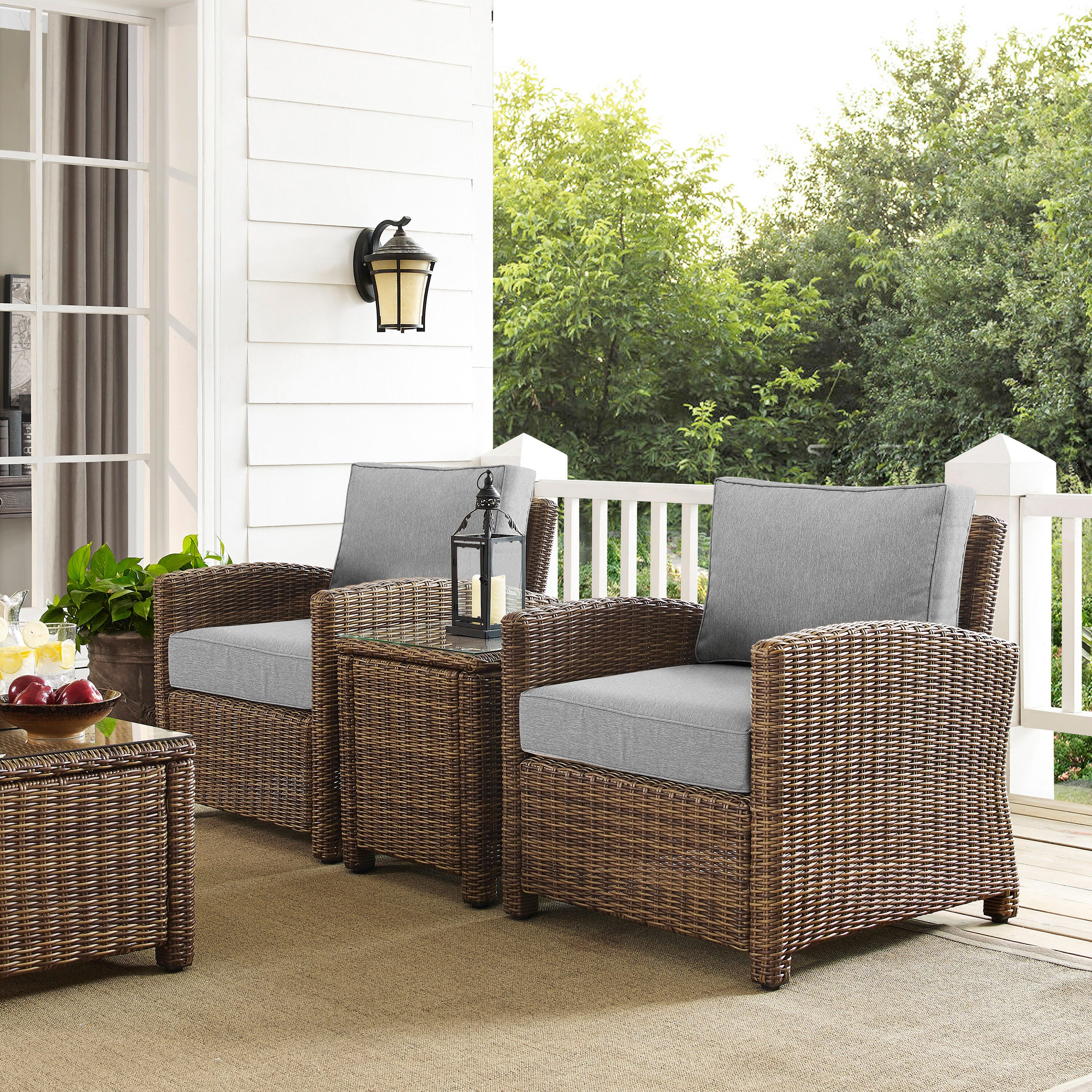 Click here for Bradenton 3 Piece Outdoor Wicker Armchair Set  Gra... prices
