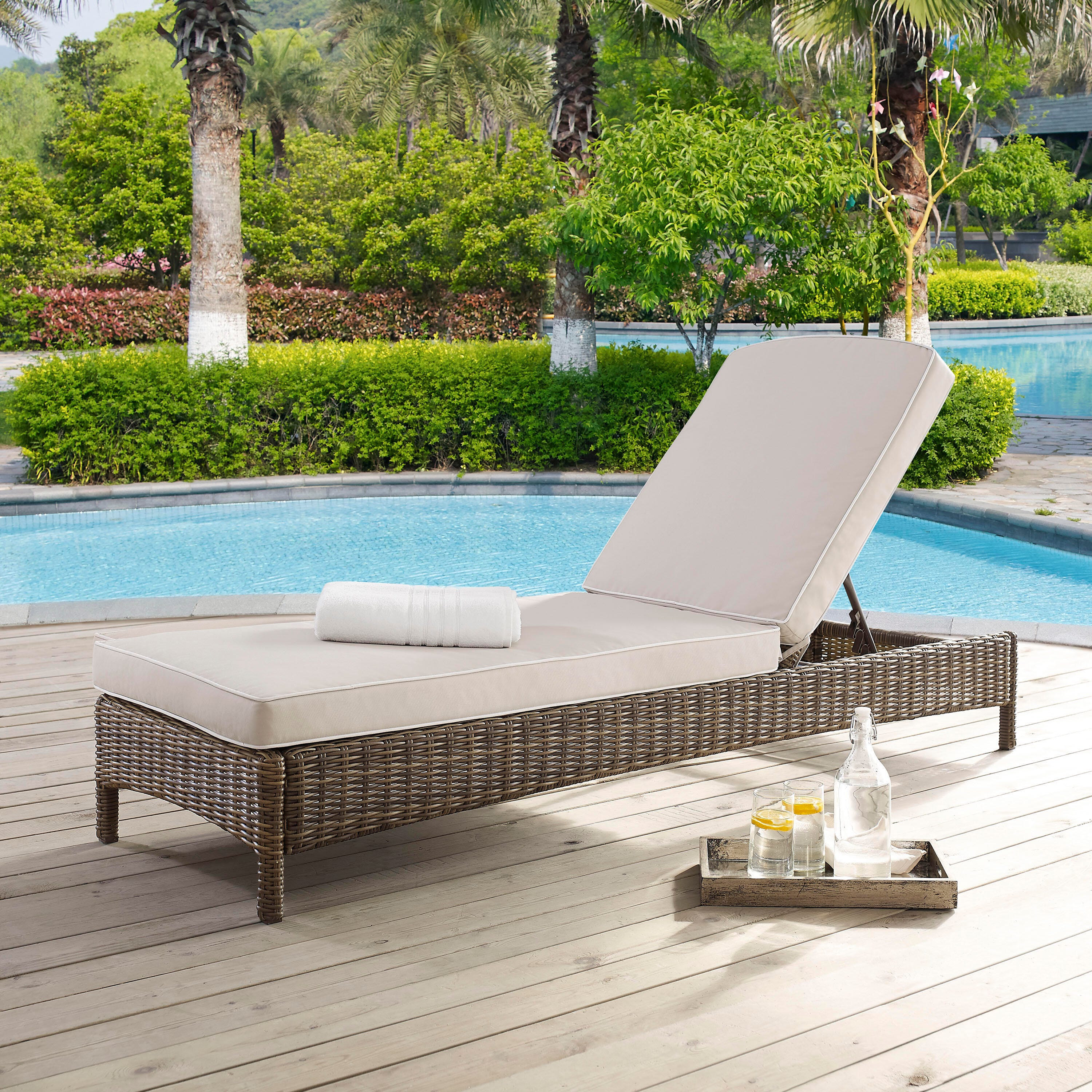 Click here for Bradenton Outdoor Chaise Lounge with Cushion  Sand prices
