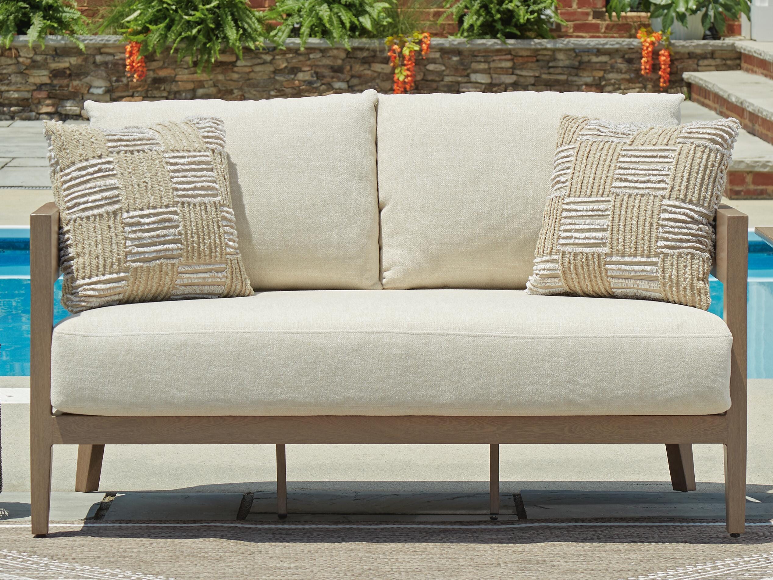 Click here for Serene Bay Outdoor Loveseat with Cushion  Dark Bro... prices