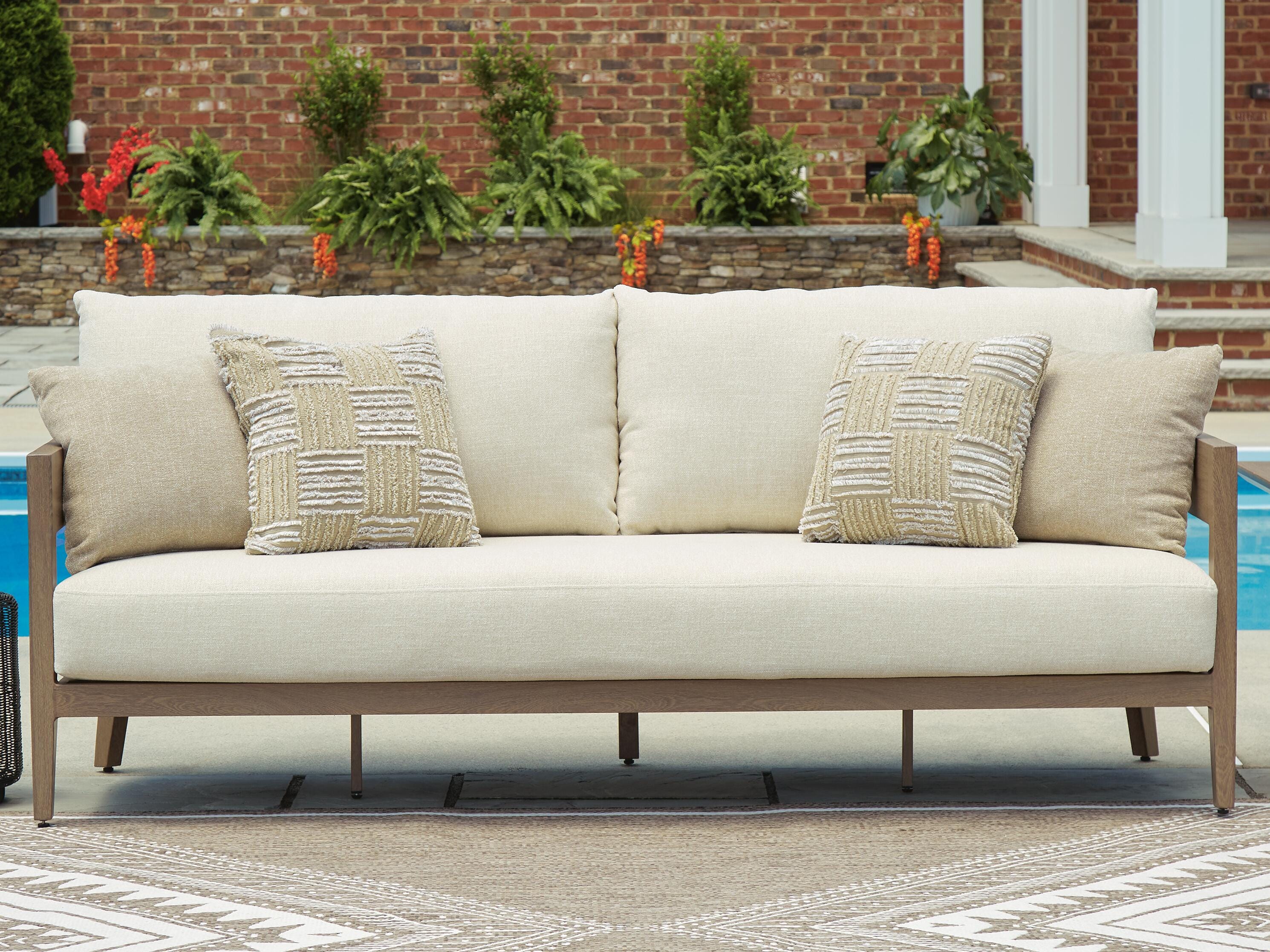 Click here for Serene Bay Outdoor Sofa with Cushion  Dark Brown/W... prices