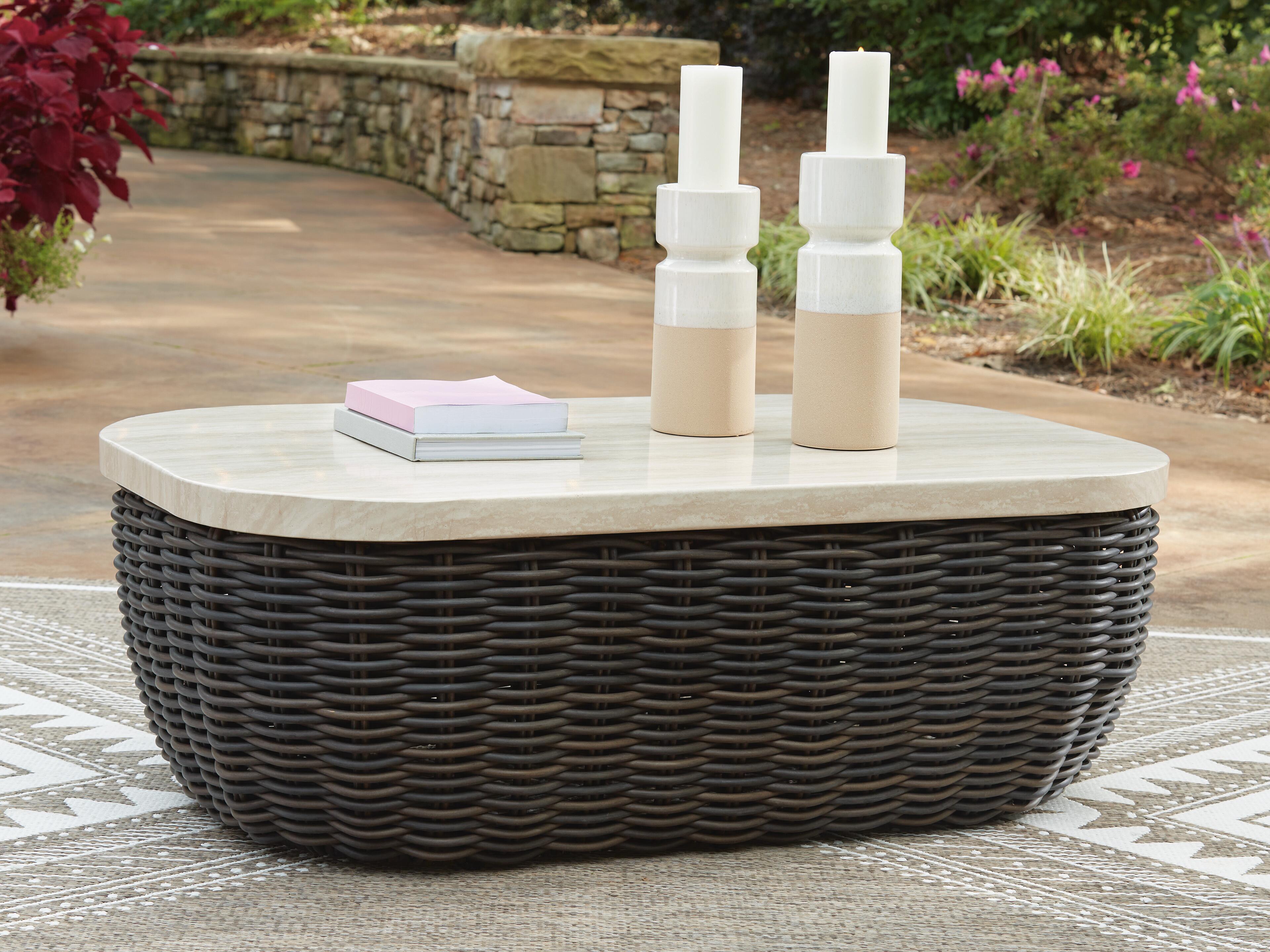 Click here for Kimora Outdoor Coffee Table  Beige/Dark Brown prices
