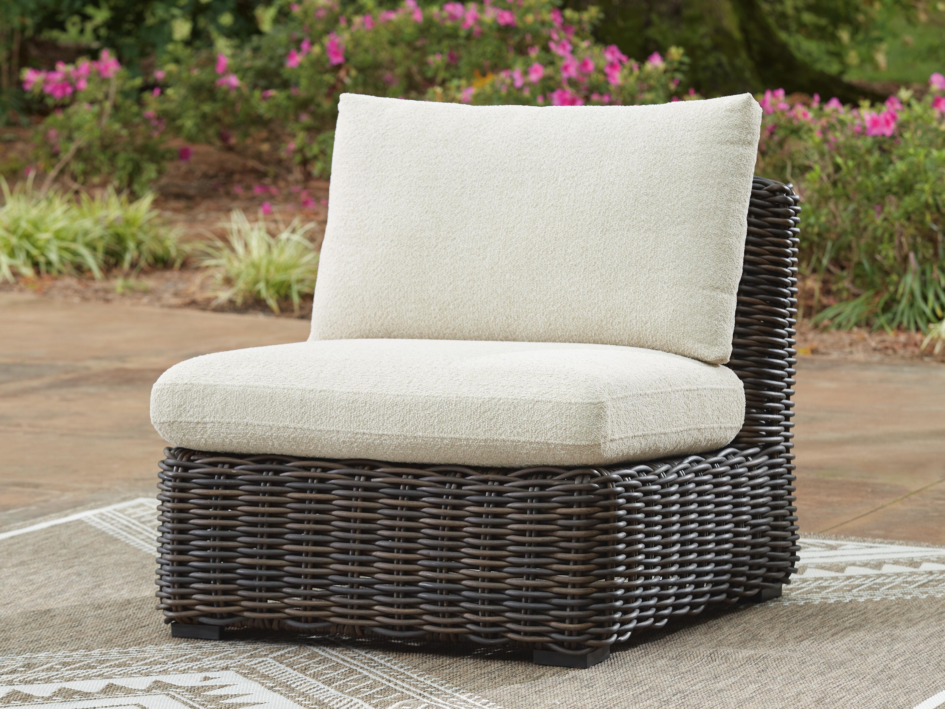 Click here for Kimora Outdoor Armless Chair with Cushion  Beige/D... prices