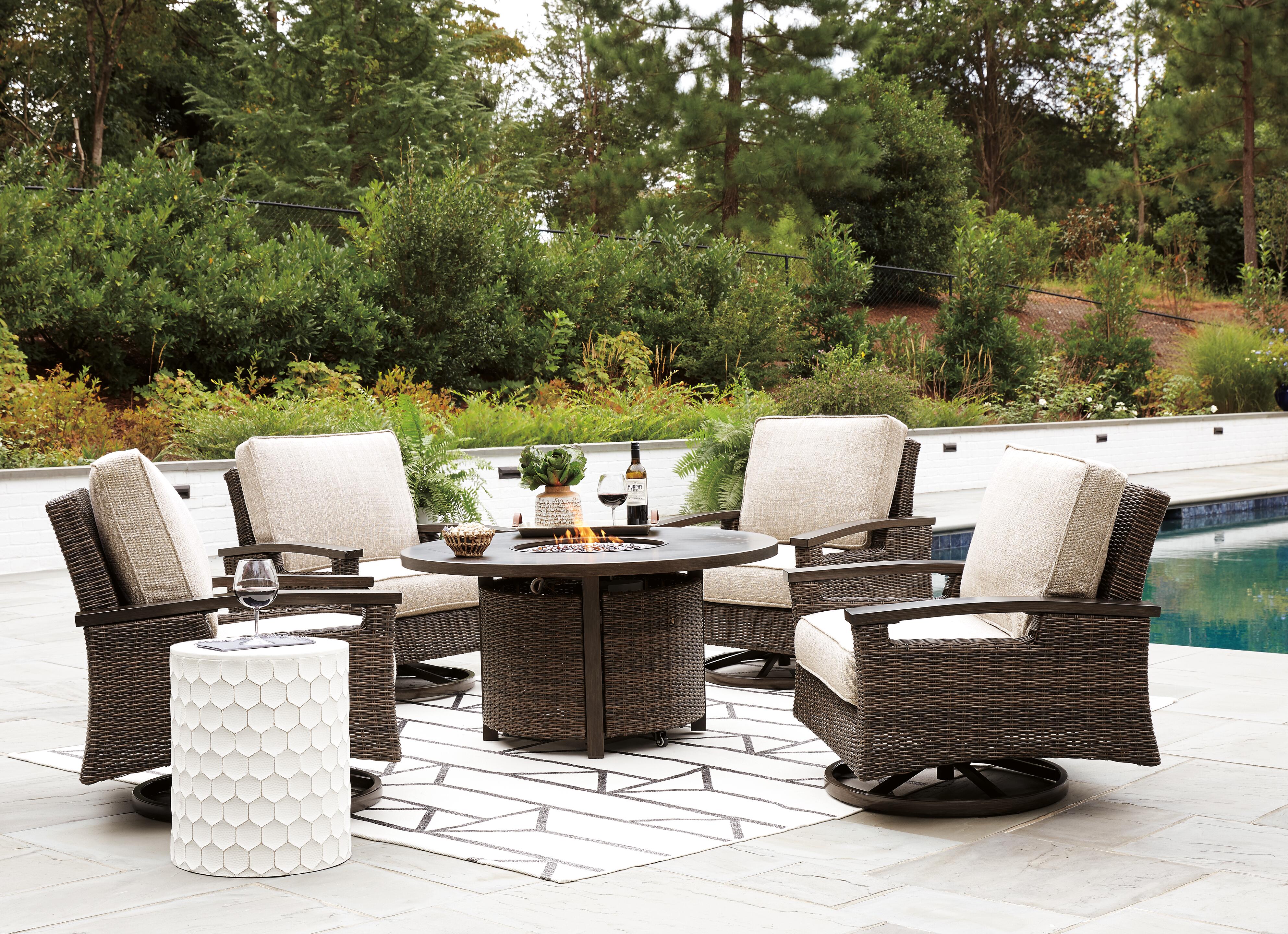 Click here for Paradise Trail Outdoor Fire Pit Table and 4 Chairs... prices