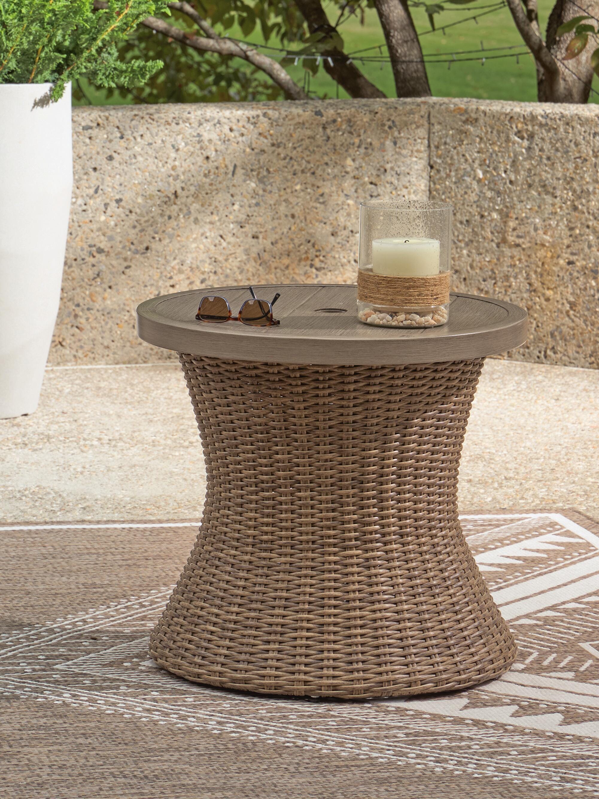 Click here for Revare Beach Outdoor End Table  Beige prices