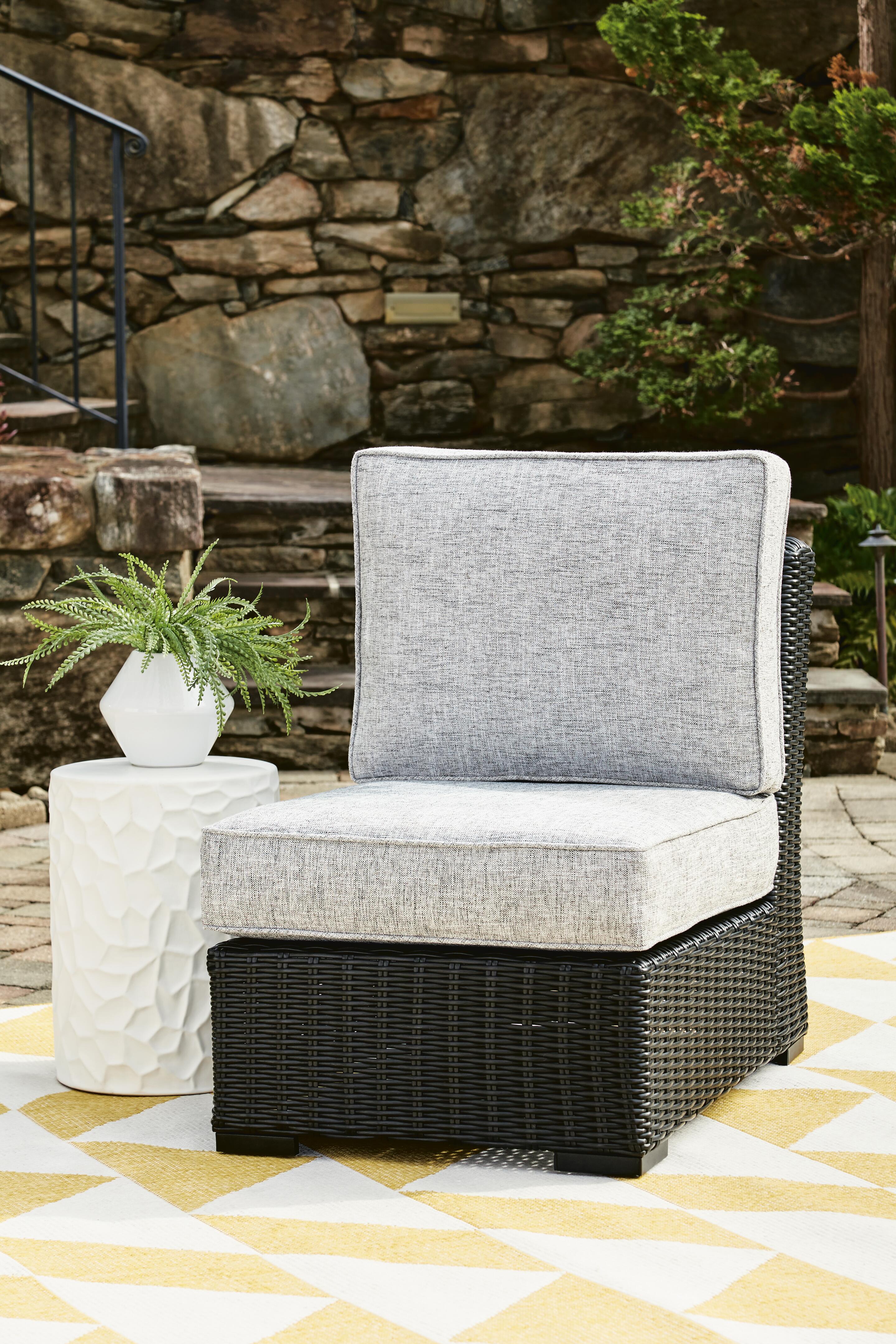 Click here for Beachcroft Outdoor Armless Chair with Cushion  Bla... prices