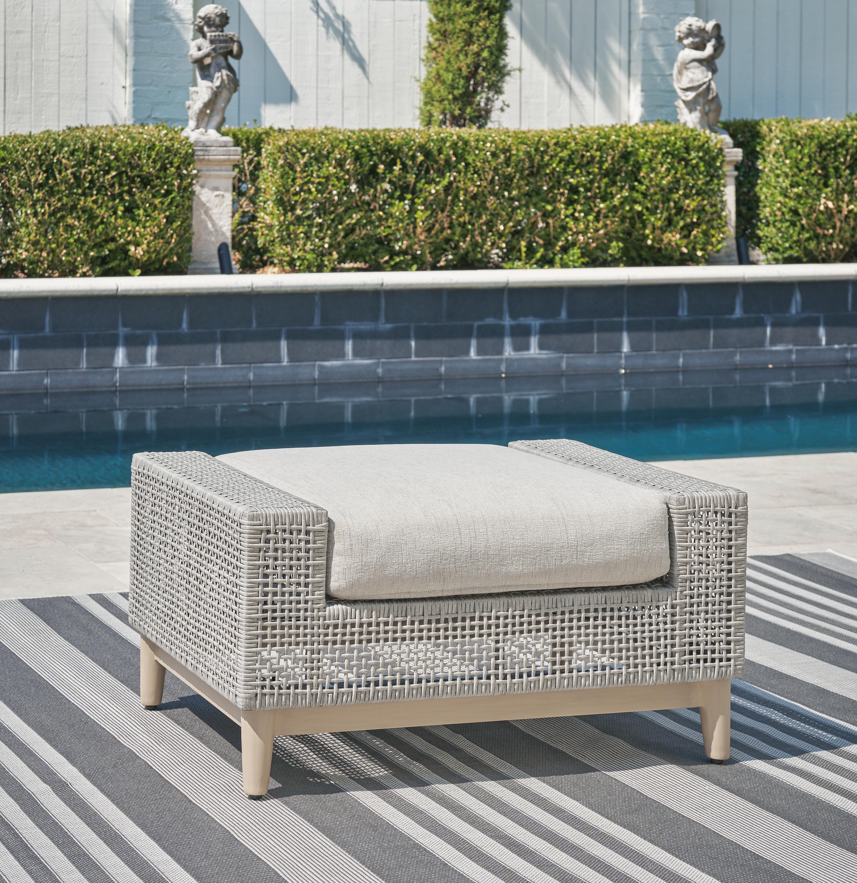 Click here for Seton Creek Outdoor Ottoman with Cushion  Gray prices
