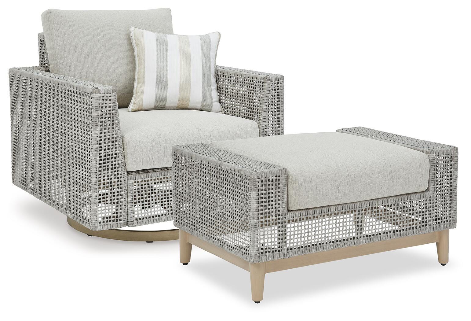 Click here for Seton Creek Outdoor Lounge Chair and Ottoman  Gray prices