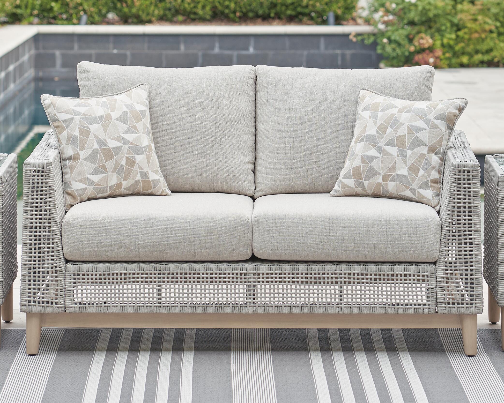 Click here for Seton Creek Outdoor Loveseat with Cushion  Gray prices