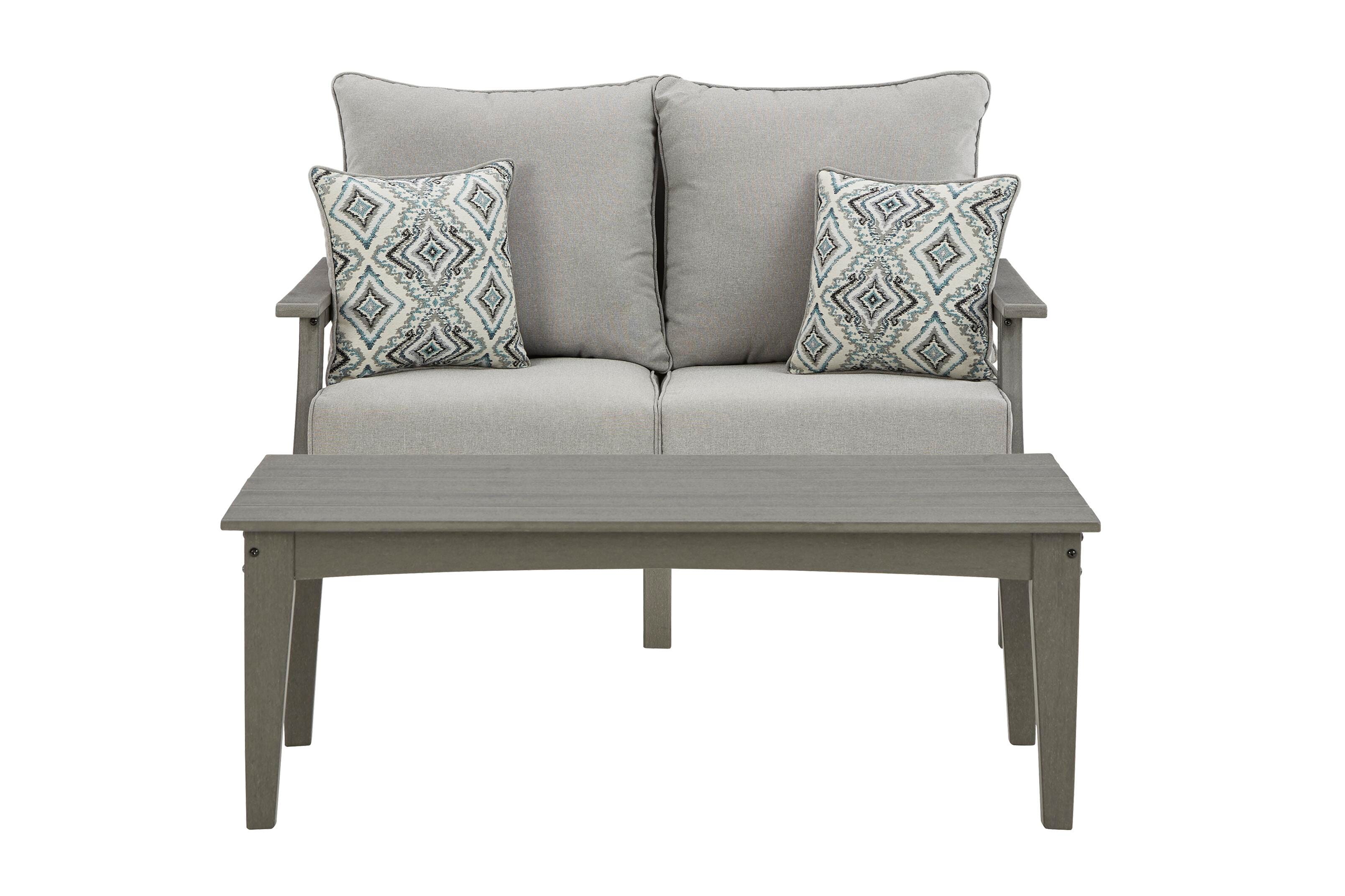 Click here for Visola Outdoor Loveseat with Coffee Table  Gray prices