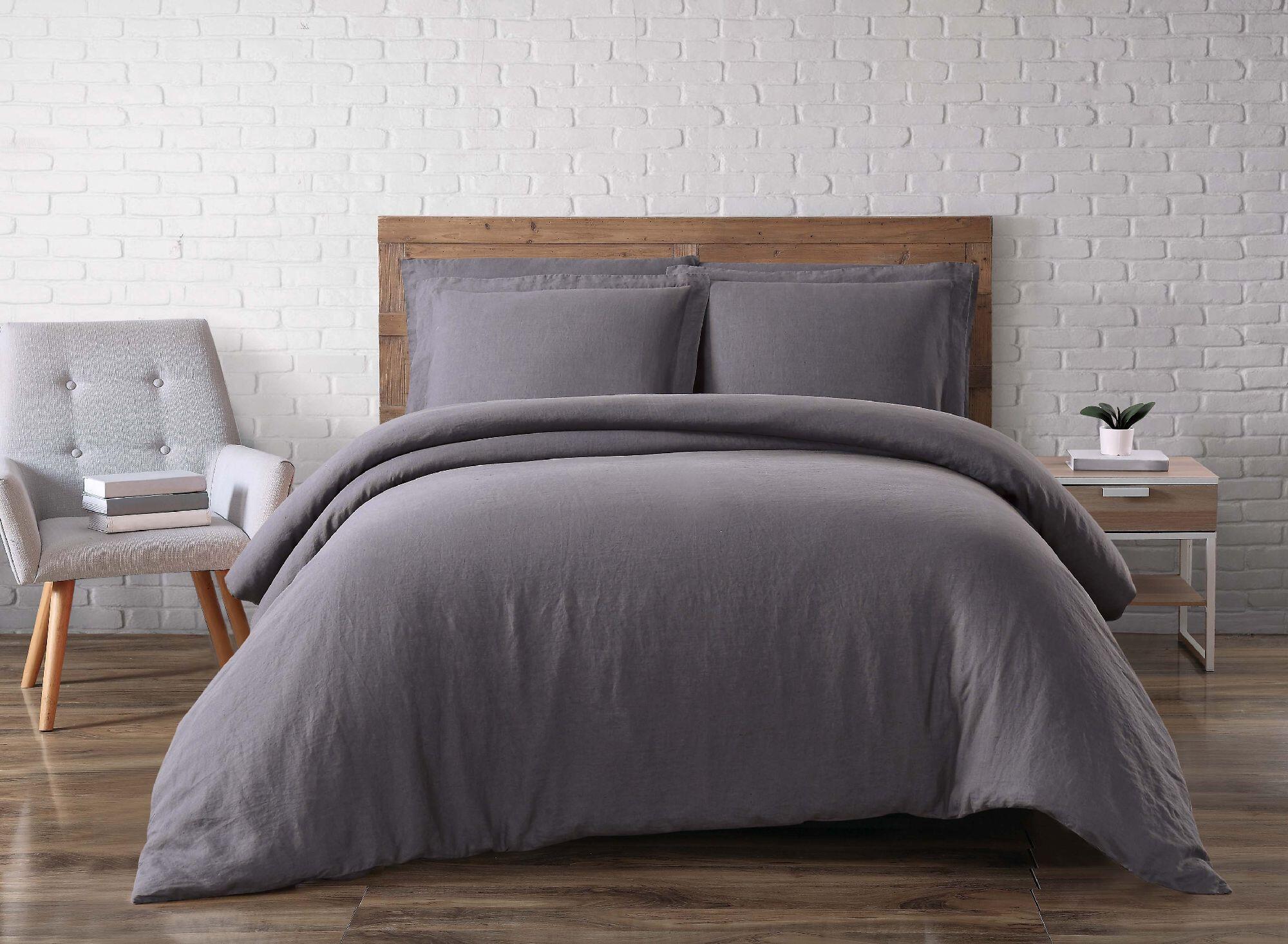 Click here for Brooklyn Loom Linen King Duvet Set  Charcoal prices