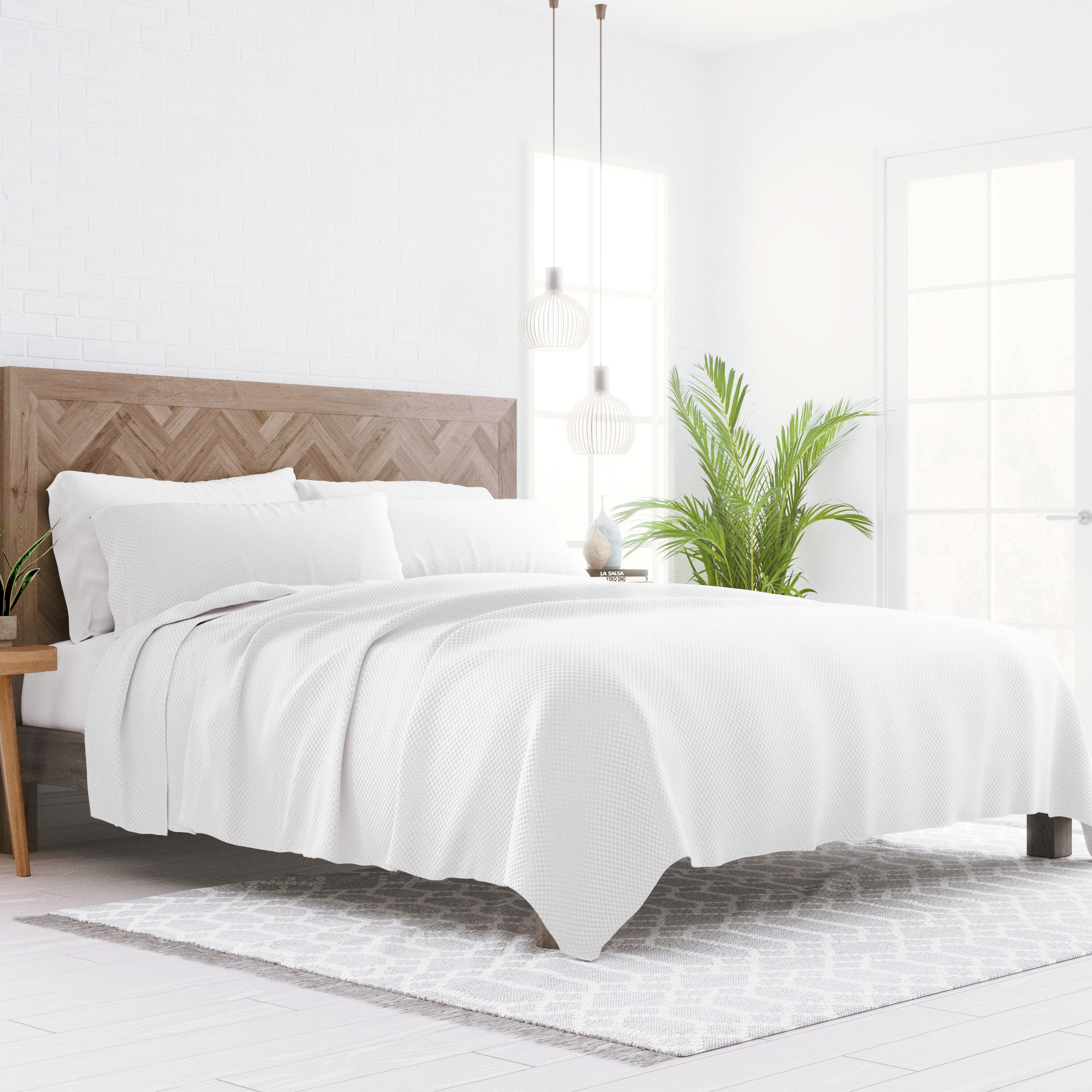 Click here for iEnjoy Home Checkered Embossed King Sheet Set  Whi... prices