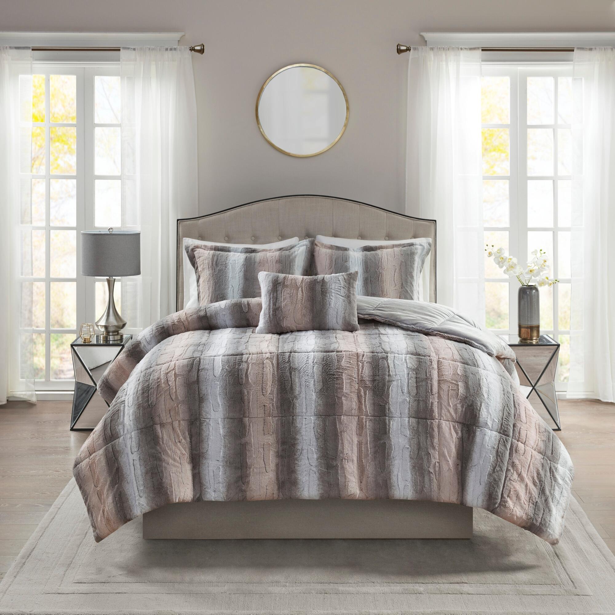 Click here for Marselle 4 Piece King Comforter Set  Blush/Gray prices