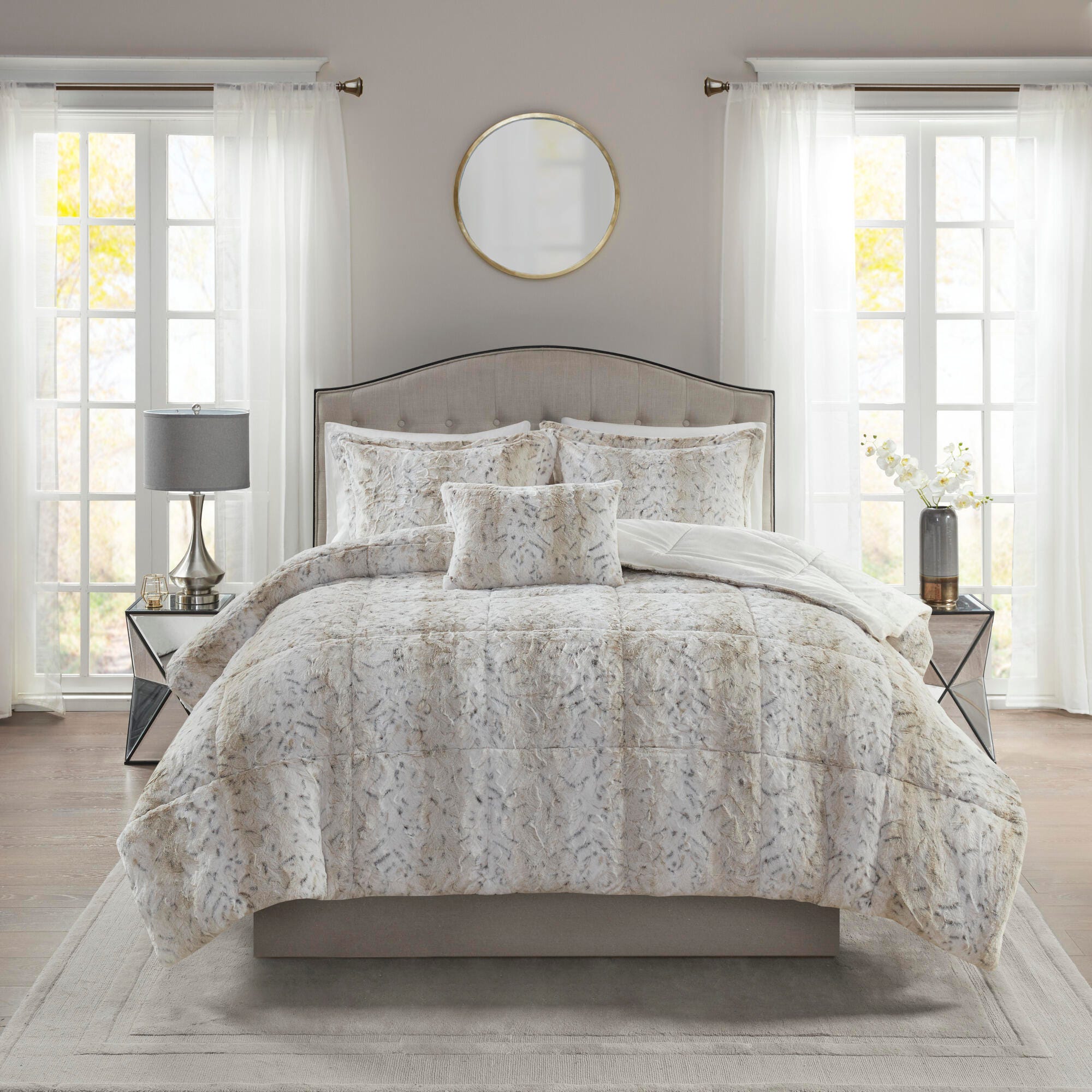 Click here for Marselle 4 Piece King Comforter Set  Snow Leopard prices