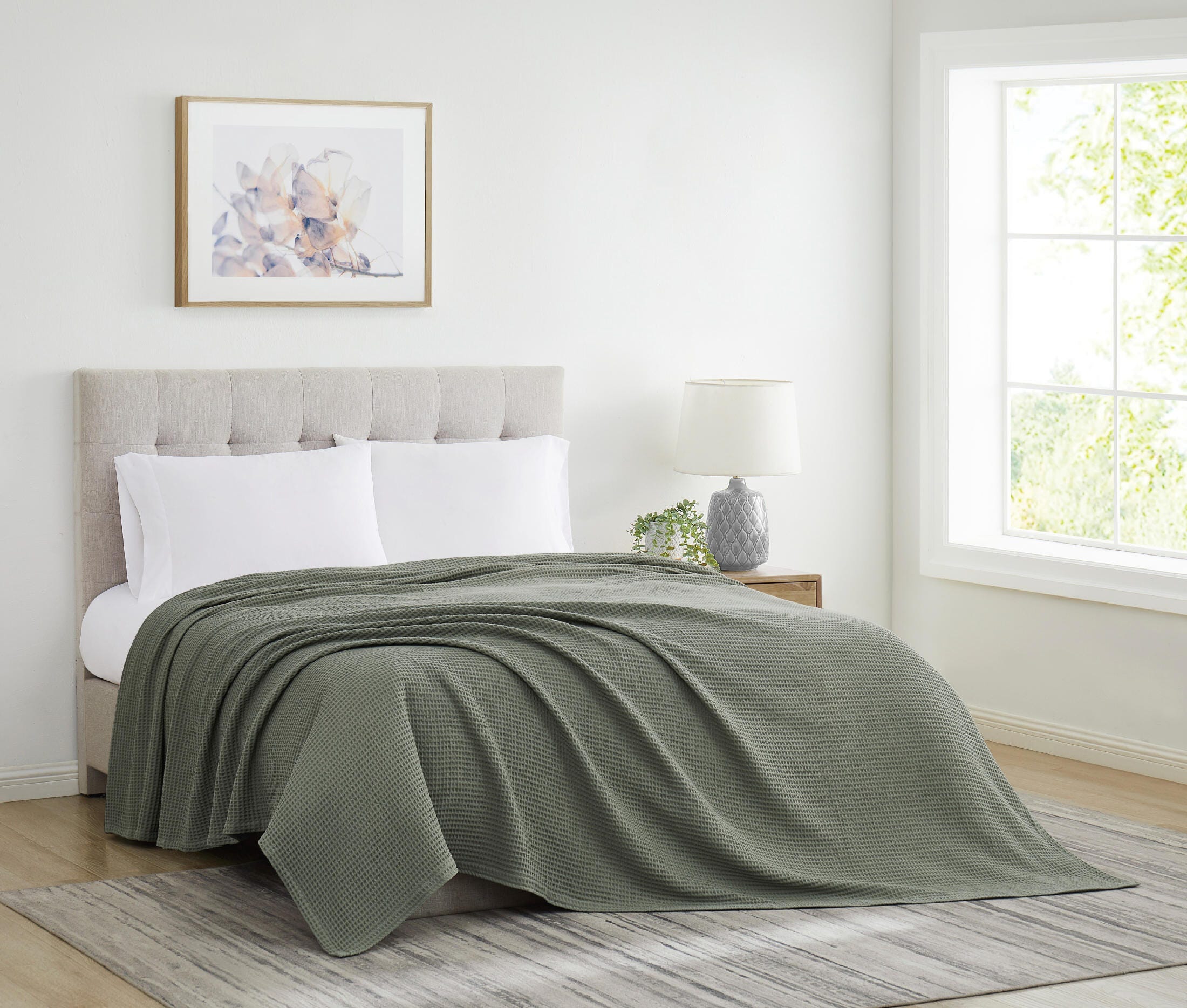 Click here for Heritage Cotton Waffle Queen Blanket  Green prices