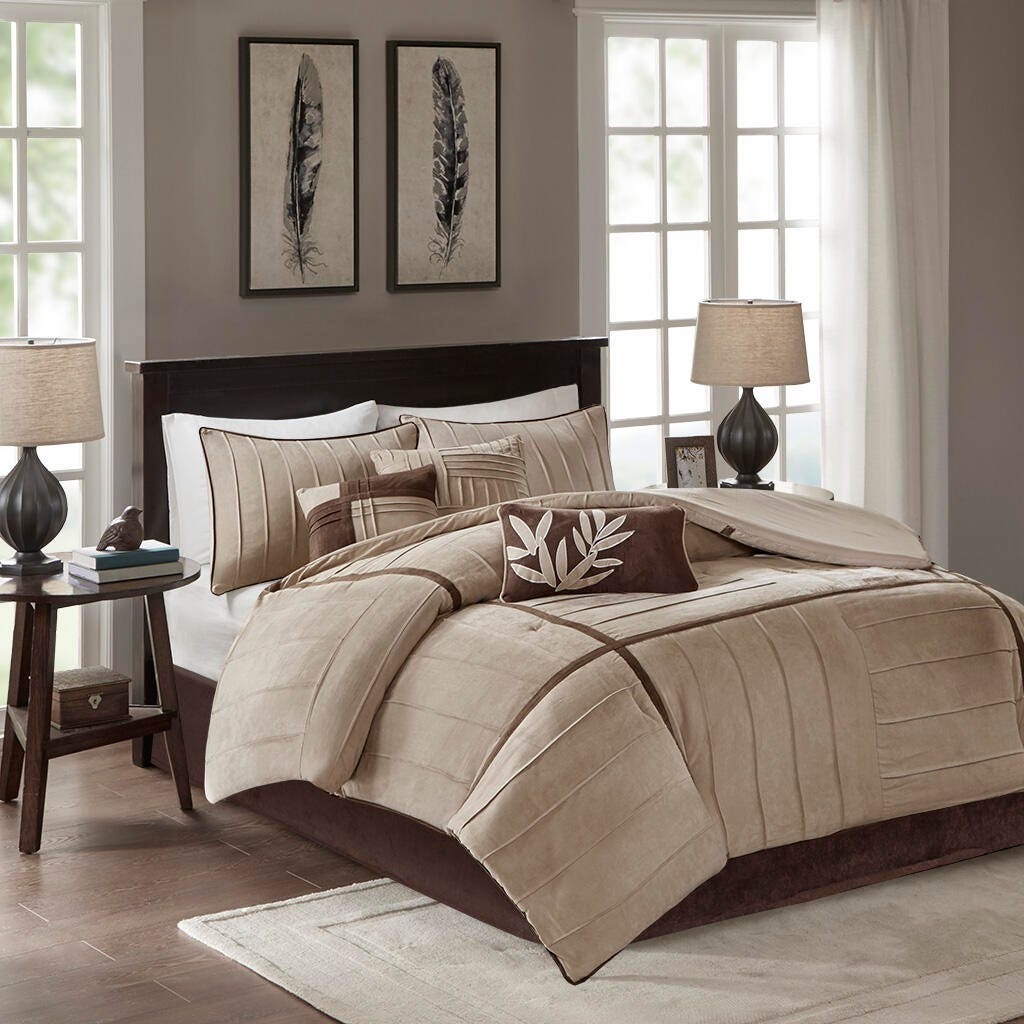 Click here for Dune Queen 7 Piece Comforter Set  Beige prices