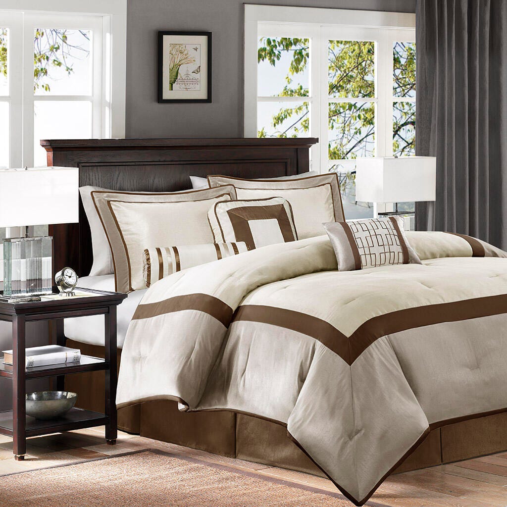 Click here for Genevieve King 7 Piece Comforter Set  Taupe/Brown prices