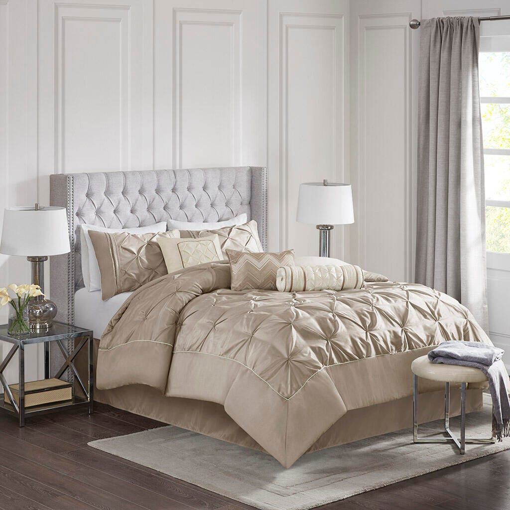 Click here for Laurel Queen 7 Piece Tufted Comforter Set  Taupe prices