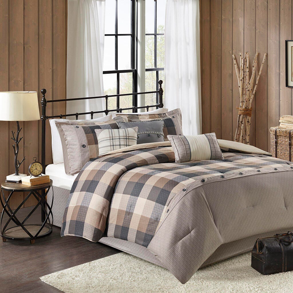Click here for Ridge King 7 Piece Herringbone Comforter Set  Neut... prices
