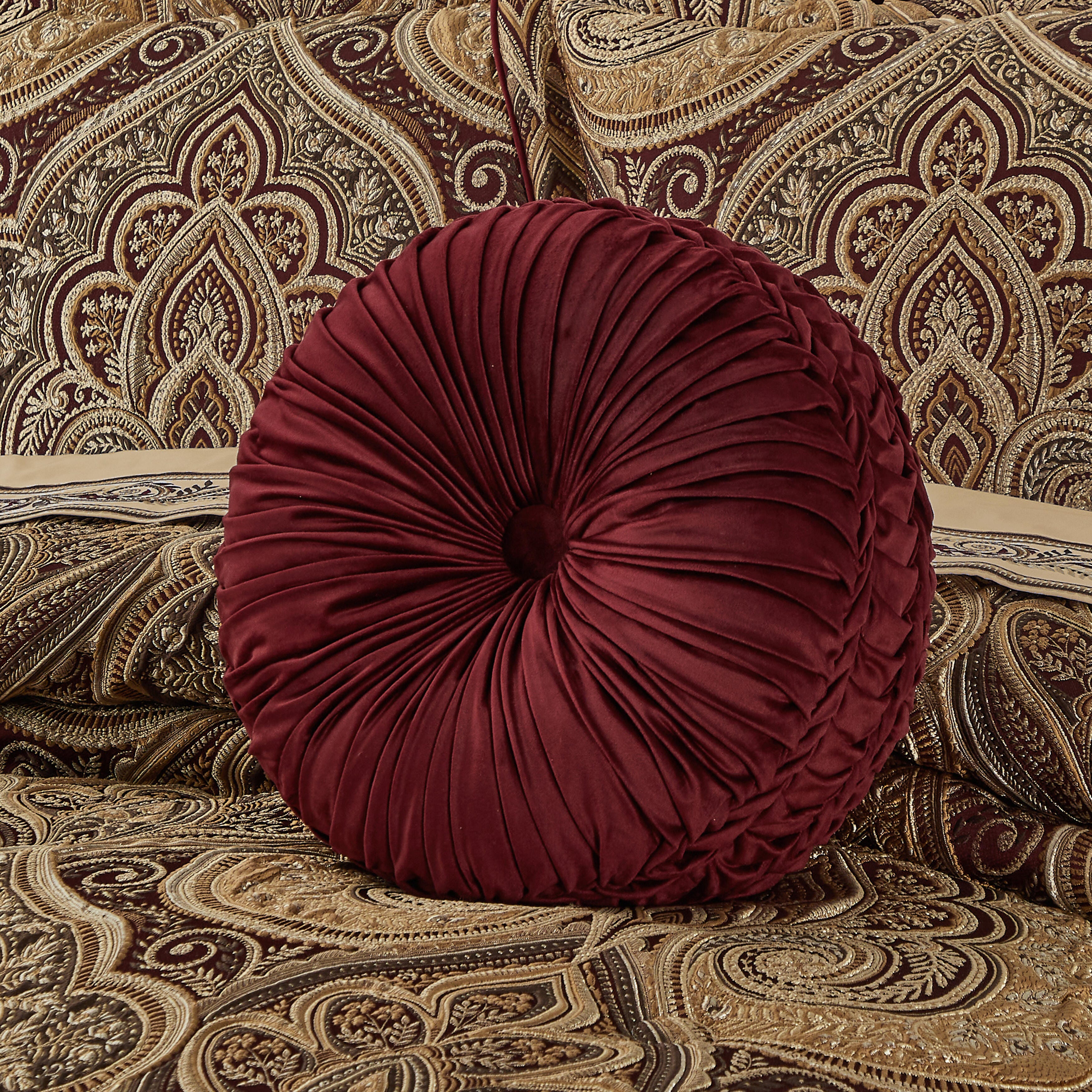 Click here for Five Queens Court Bordeaux Tufted Round Decorative... prices