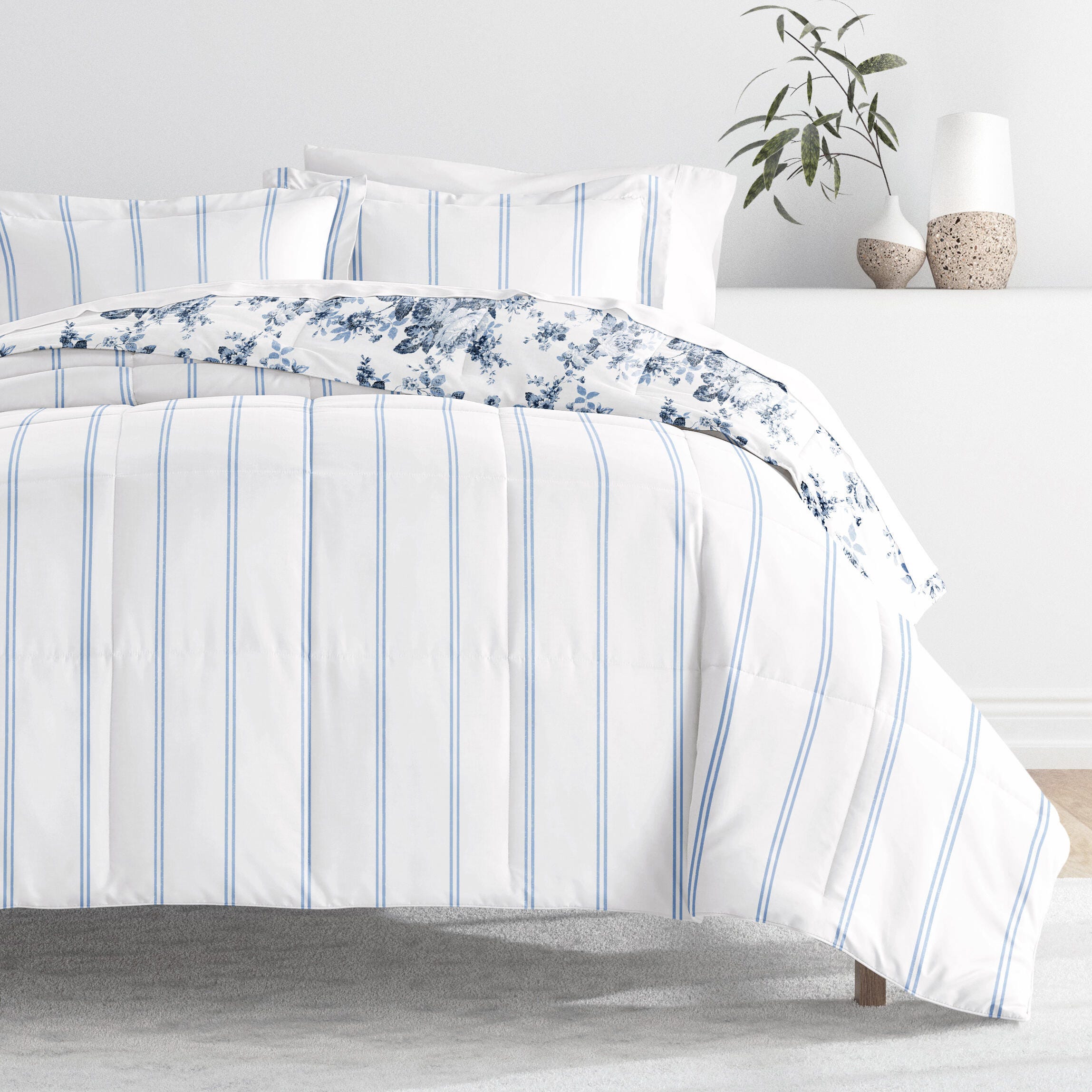 Click here for iEnjoy Home Cabbage Rose Stripe Twin/Twin XL Flora... prices