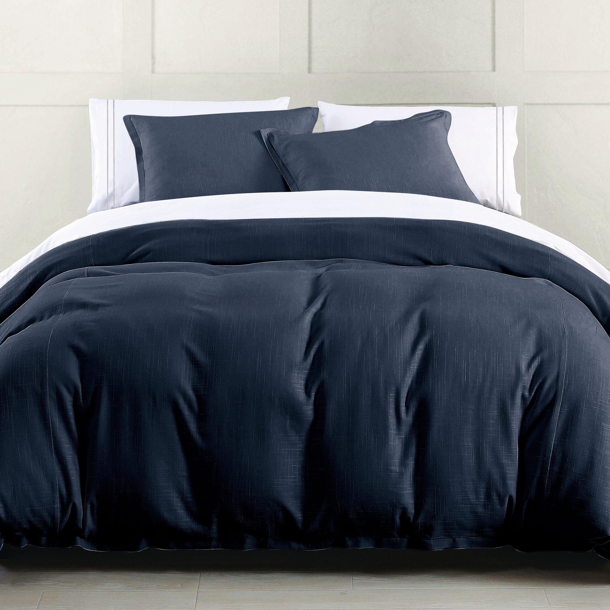 Click here for HiEnd Accents Hera 1-Piece Queen Duvet Cover  Navy prices
