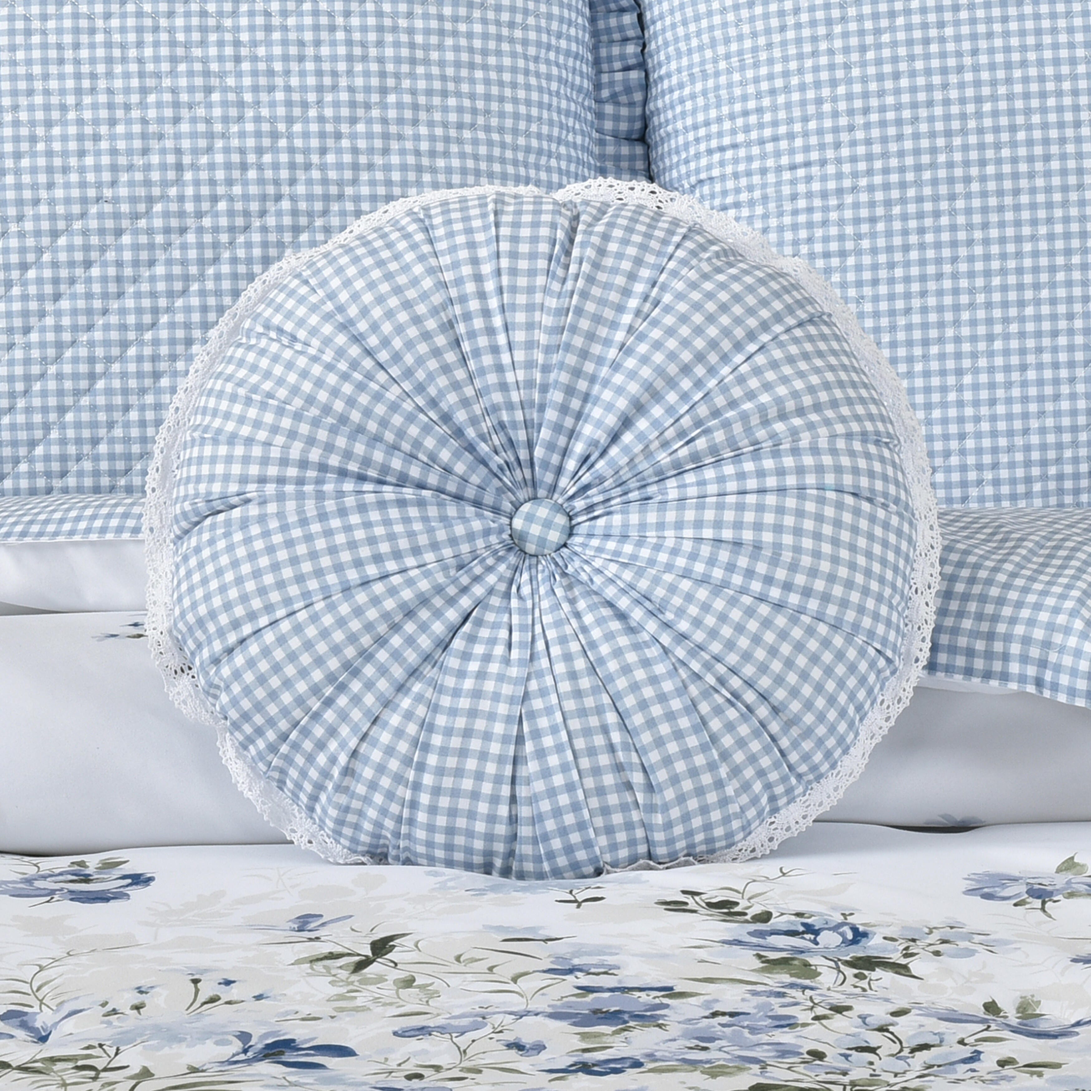 Click here for Royal Court Kourtney Round Throw Pillow  Blue prices