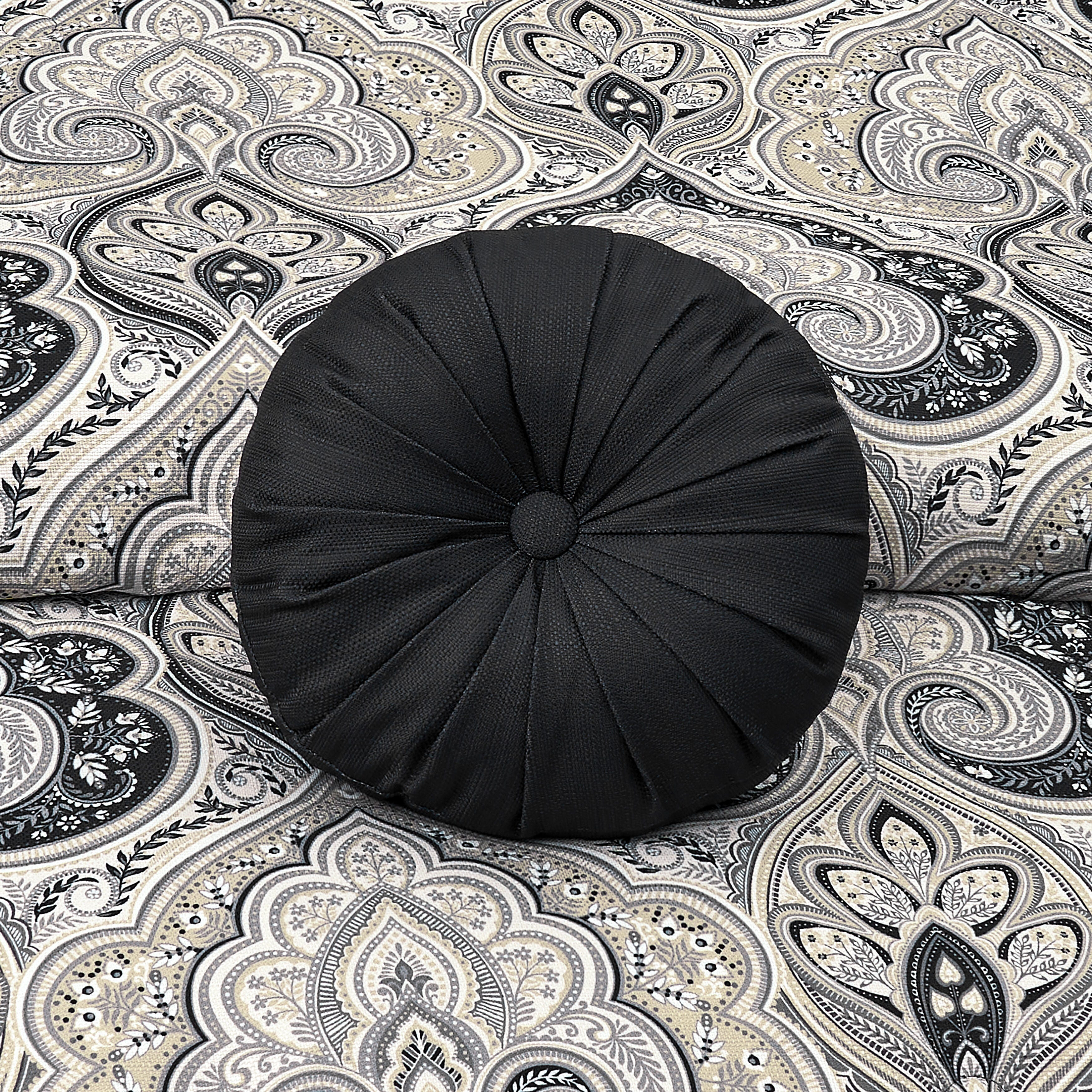 Click here for Royal Court Messina Round Throw Pillow  Black prices