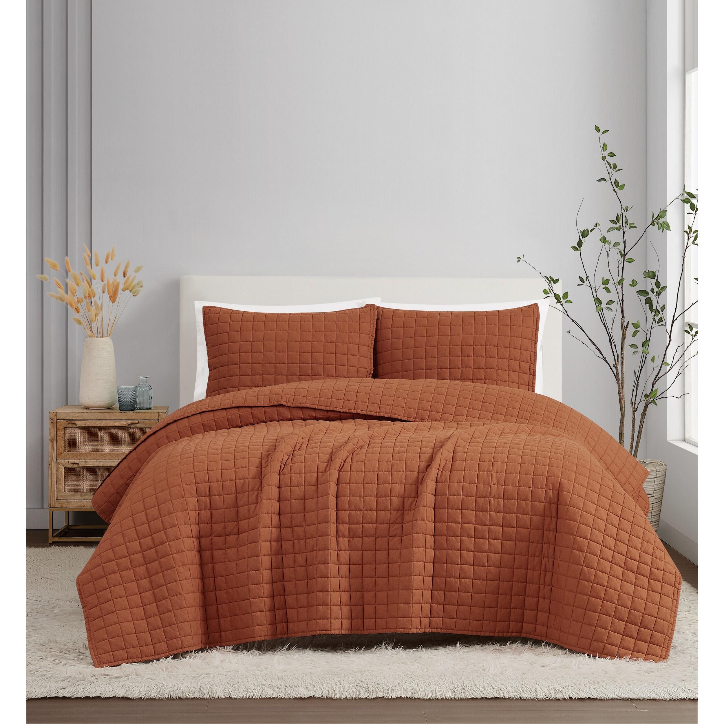 Click here for Brooklyn Loom Solid 3-Piece King Quilt Set  Rust prices