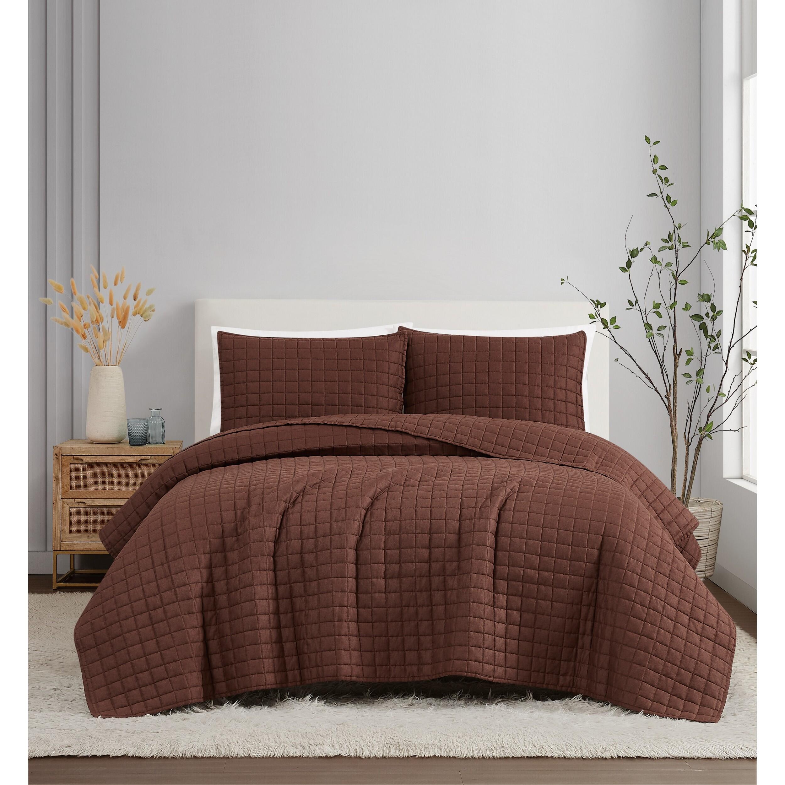 Click here for Brooklyn Loom Solid 3-Piece King Quilt Set  Brown prices
