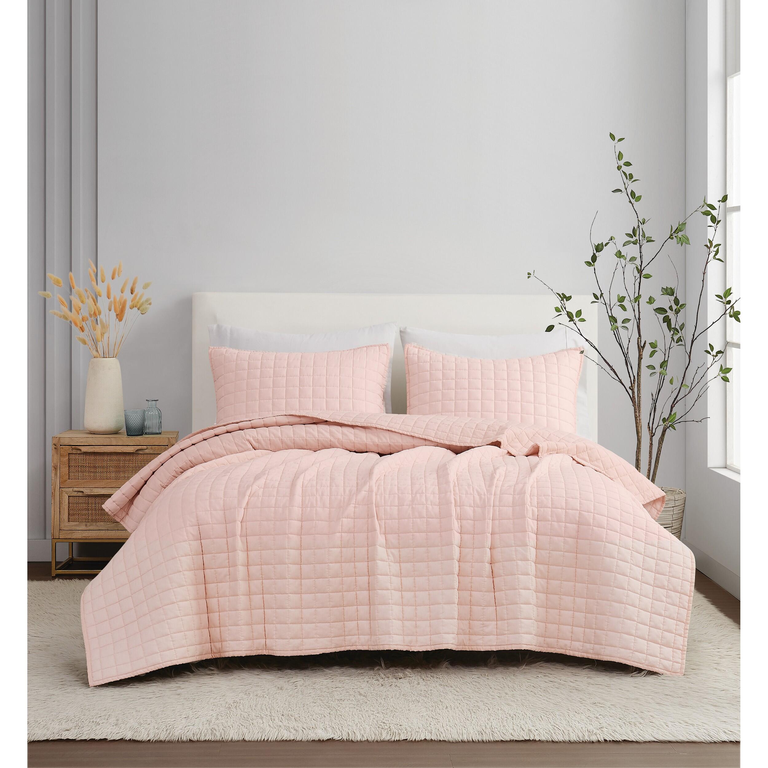 Click here for Brooklyn Loom Solid 3-Piece King Quilt Set  Blush prices
