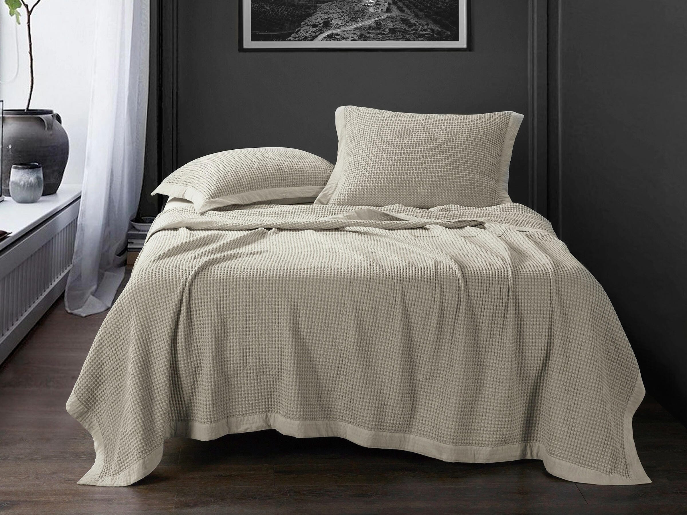 Click here for Ashley Luxe Queen Stonewashed Cotton Waffle Coverl... prices