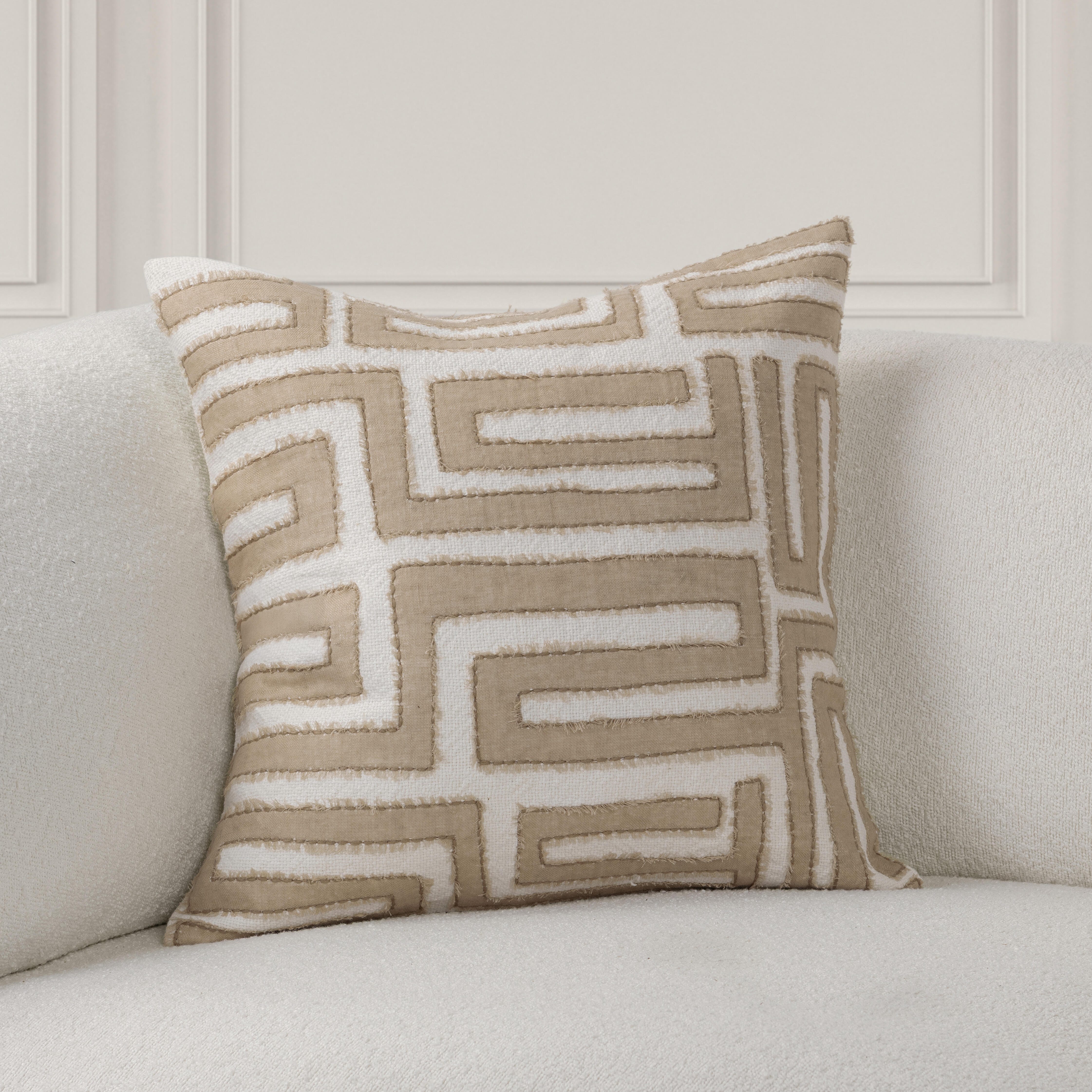 Click here for Ashley Luxe Appliqué Geometric Throw Pillow  Beige prices